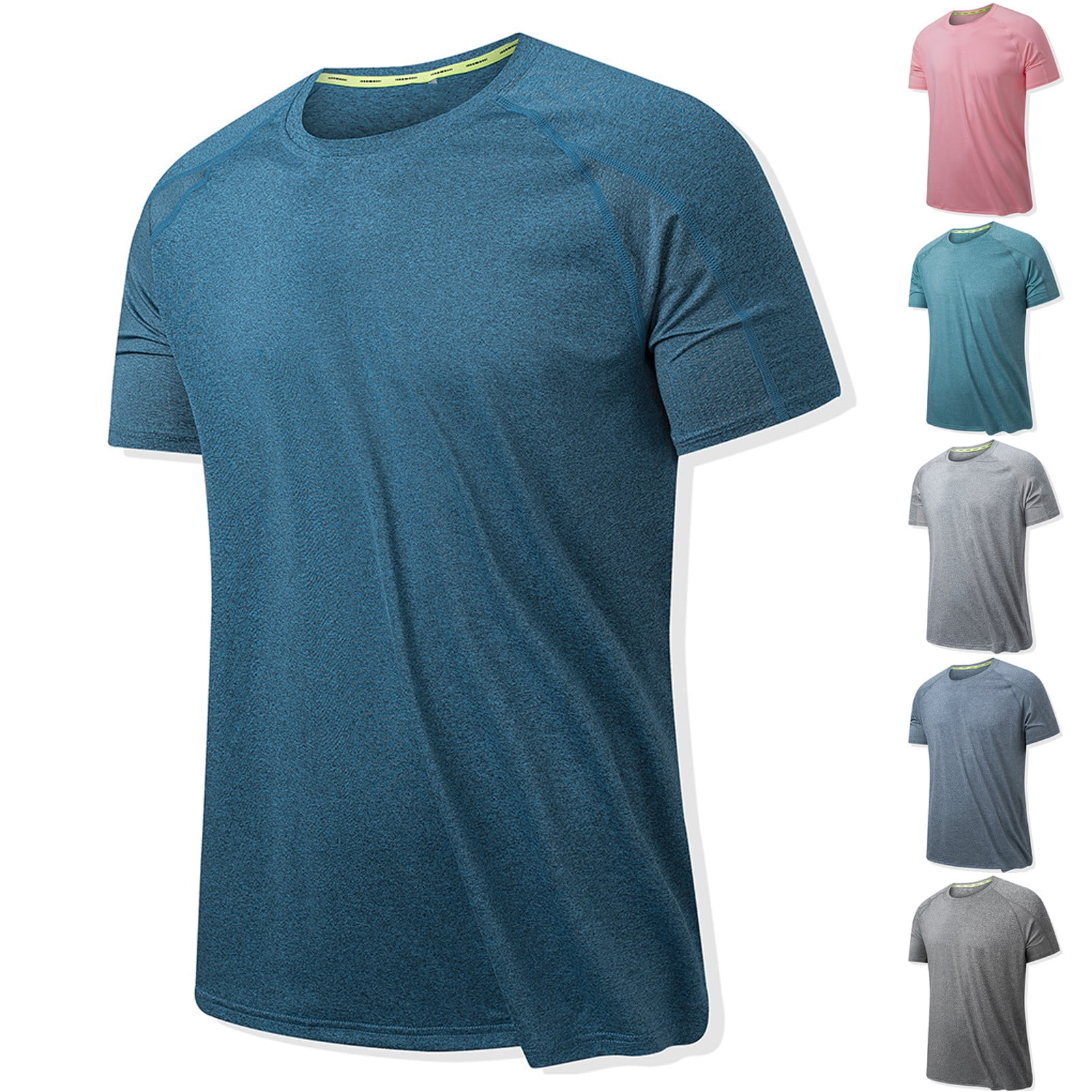BiZtdJrK Mens Solid Athletic T Shirts Dry Fit Moisture Wicking Tshirts Outdoor Lightweight ...
