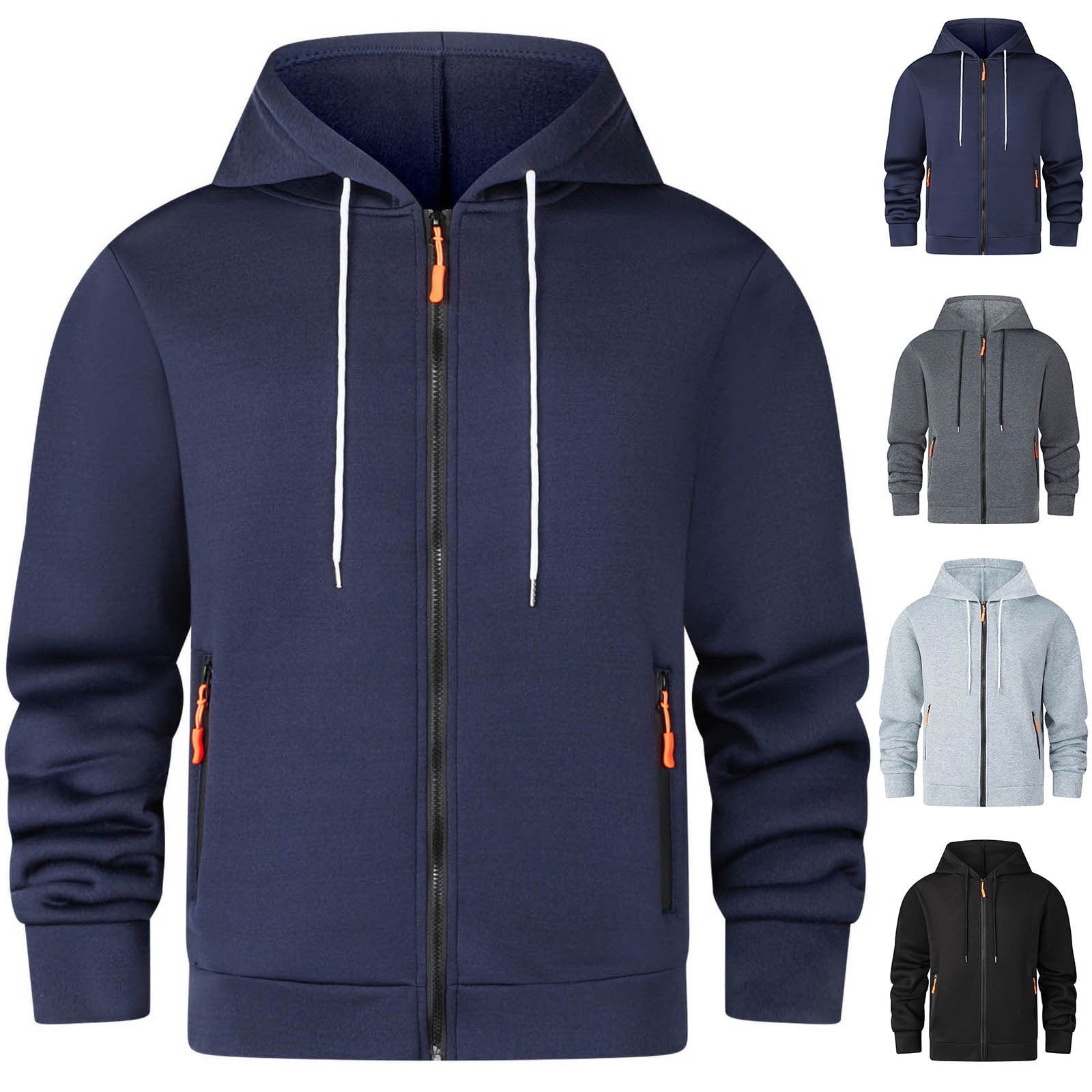 BiZtdJrK Mens Tactical Hoodies Zip Up Workout Drawstring Jackets with ...