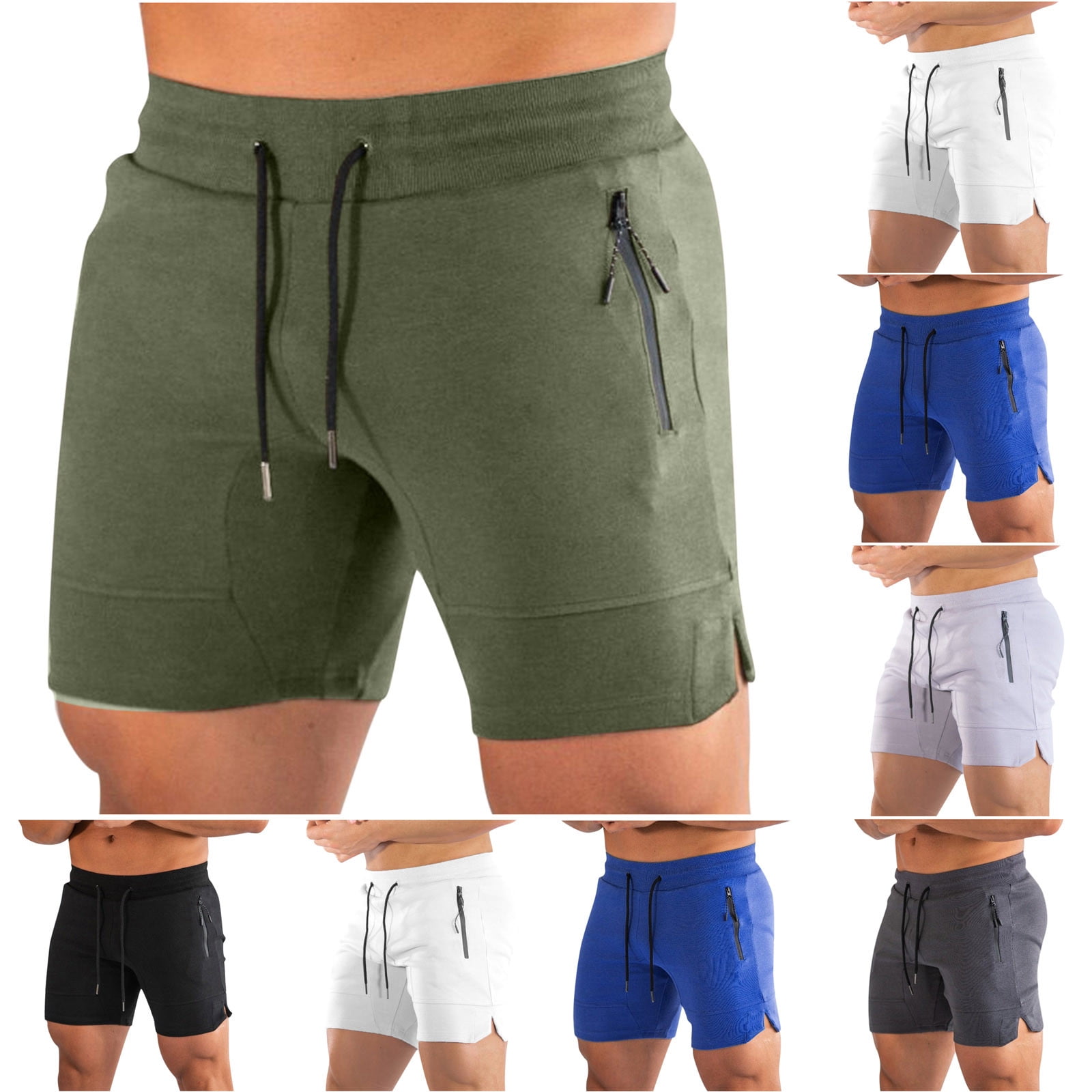 BiZtdJrK Mens Workout Shorts Side Split Drawstring Athletic Shorts Slim ...