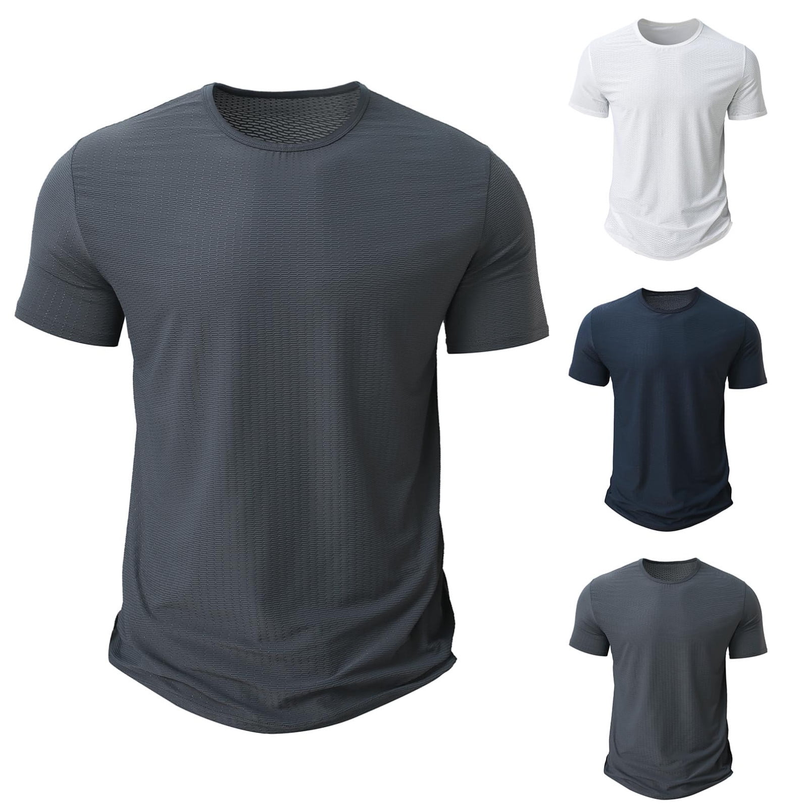 BiZtdJrK Mens Workout T Shirt Short Sleeve Crew Neck Sport Tees ...