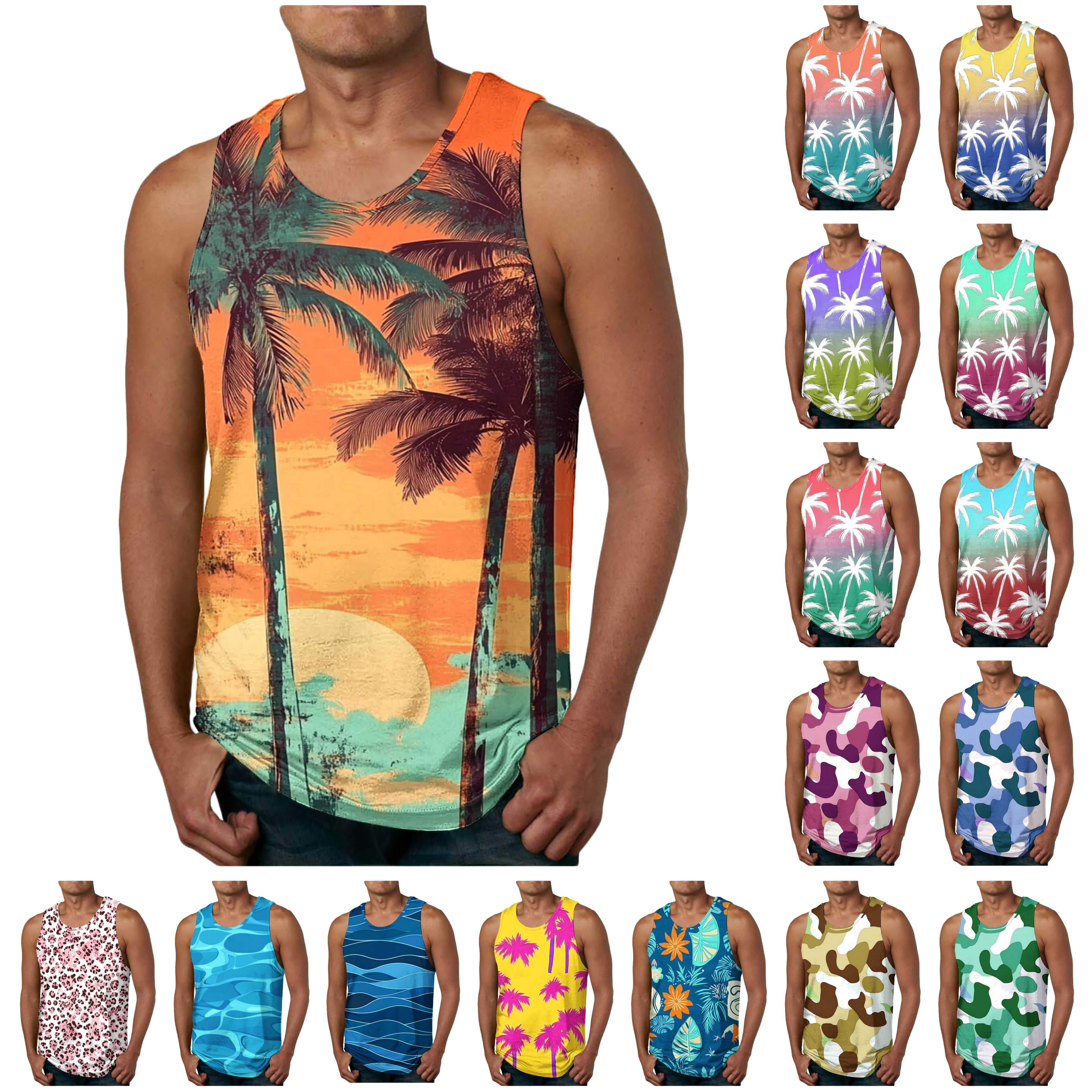 BiZtdJrK Ofertas Flash, Men's Tank Tops Graphic Palm Tree Print ...