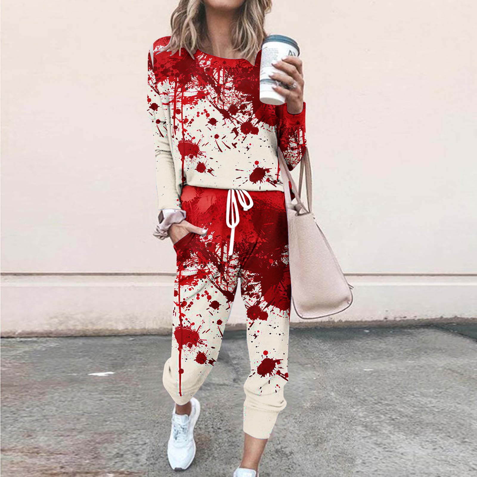 BiZtdJrK Plus Size Athletic Set for Women Novelty Print Halloween Party ...