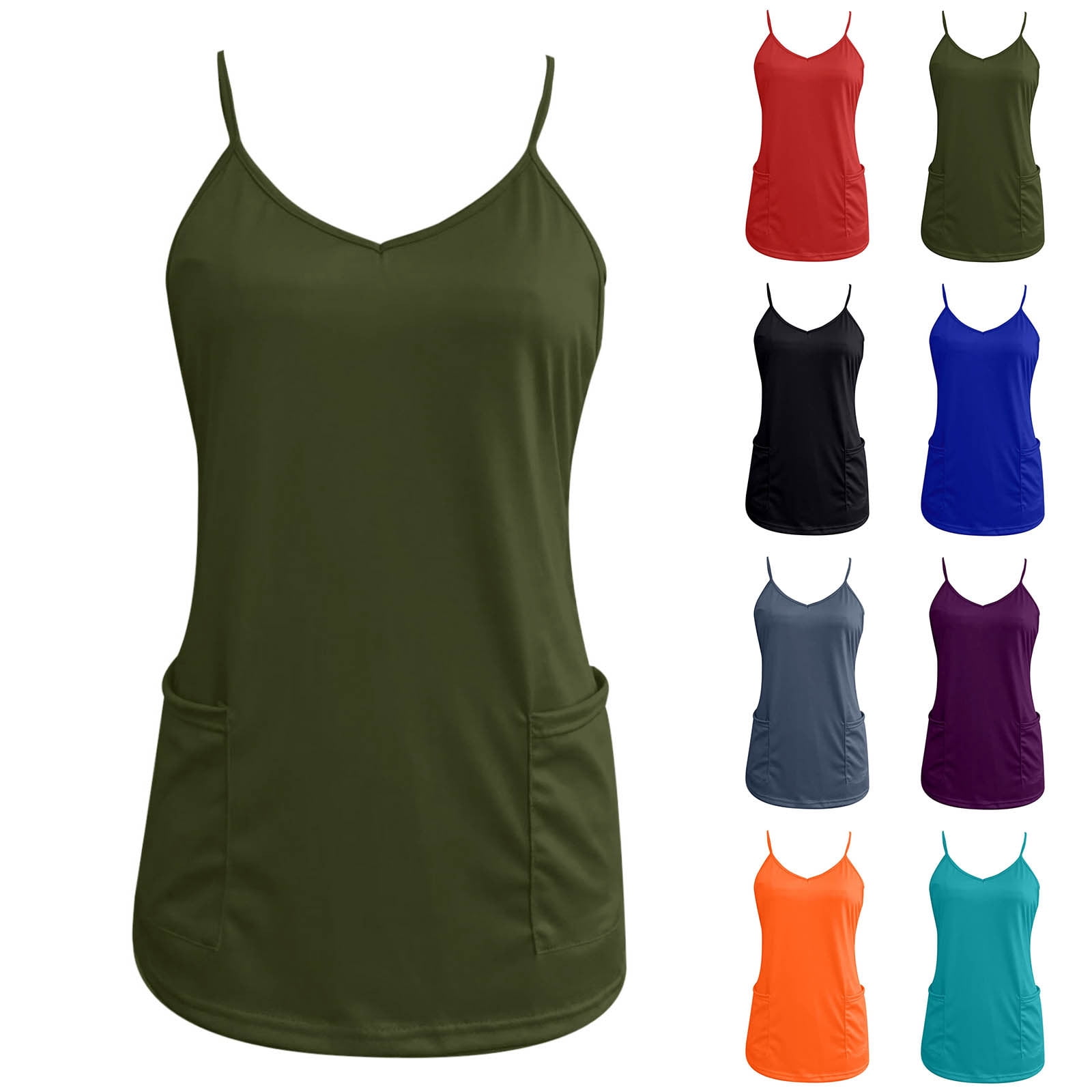 BiZtdJrK Plus Size Camisole Shirt for Women Spaghetti Strap V Neck ...
