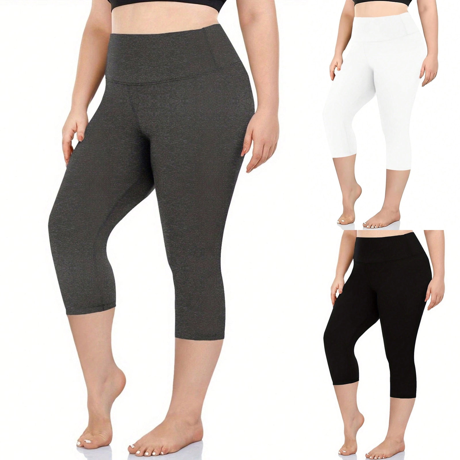 BiZtdJrK Plus Size Compreesion Capris for Women High Waist Tummy ...