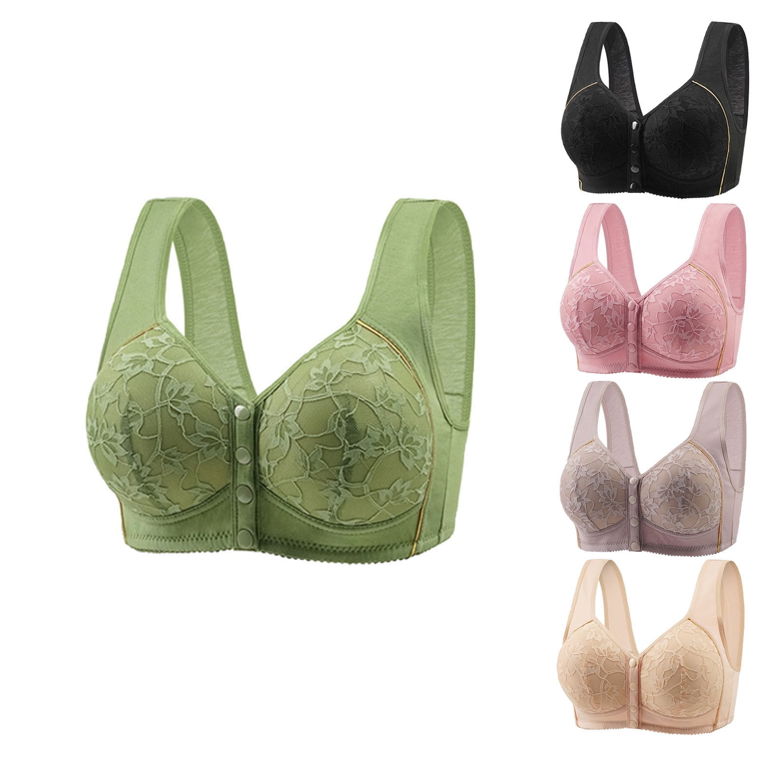 BiZtdJrK Plus Size Cotton Push Up Bras for Women Front Snap Soft ...