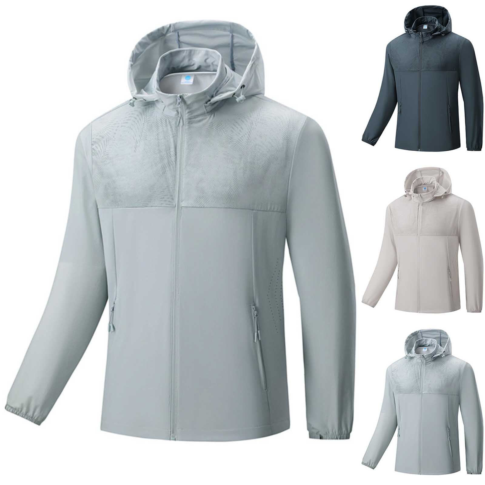 BiZtdJrK Plus Size Hooded Sun Jacket for Men UPF 50+ Full Zip Long ...