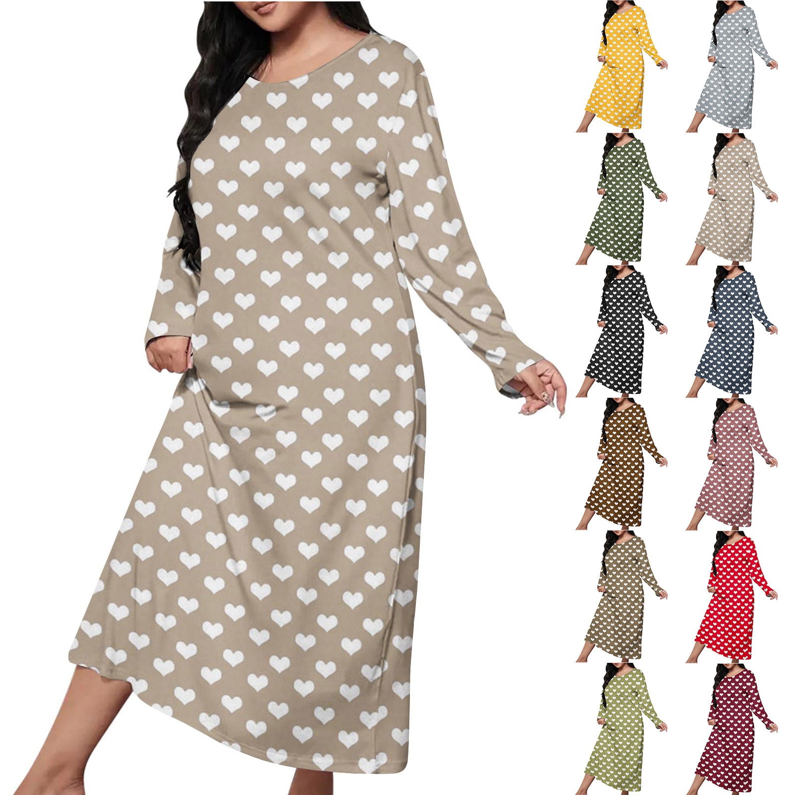 BiZtdJrK Plus Size Sleep Dresses for Women Heart Print Full Length Long ...