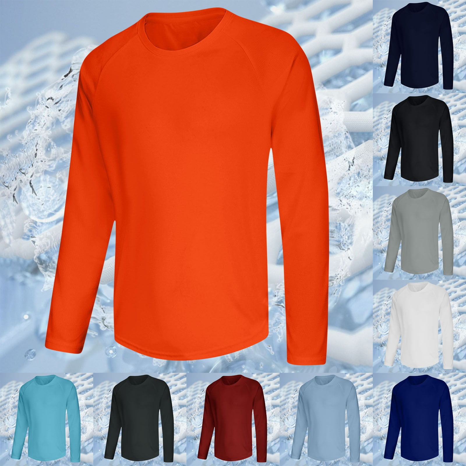 BiZtdJrK Plus Size Swim Shirts for Men Sun Protection Crew Neck Long ...