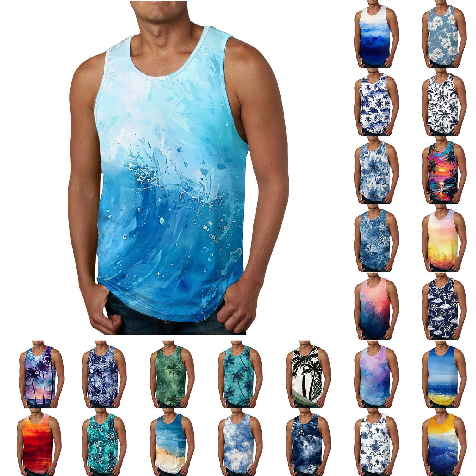 BiZtdJrK Prime Day Sales, Men's Basic Tank Top Camo Printed Summer ...