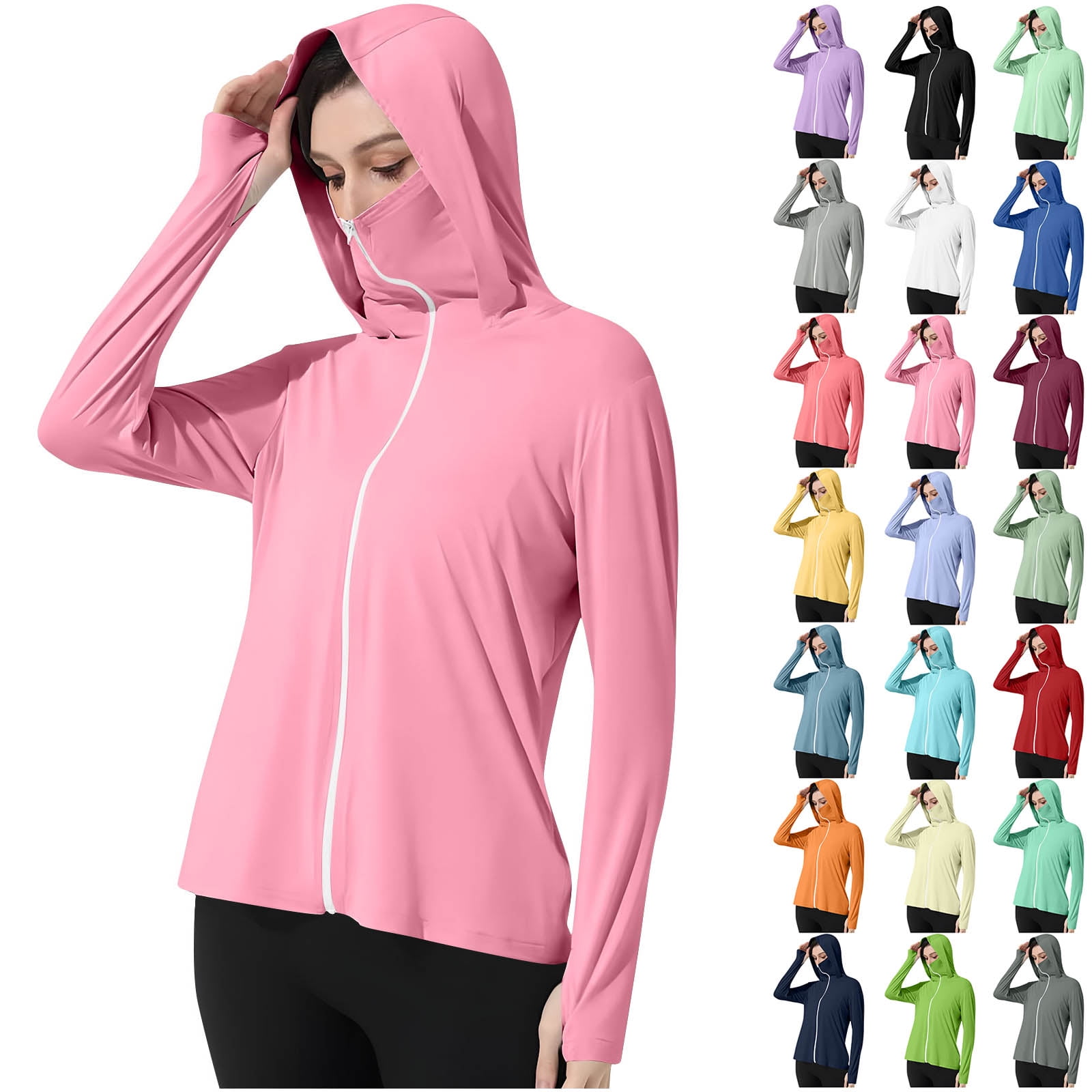 BiZtdJrK Rash Guards Sun Protection Clothing for Women Full Zip Workout ...