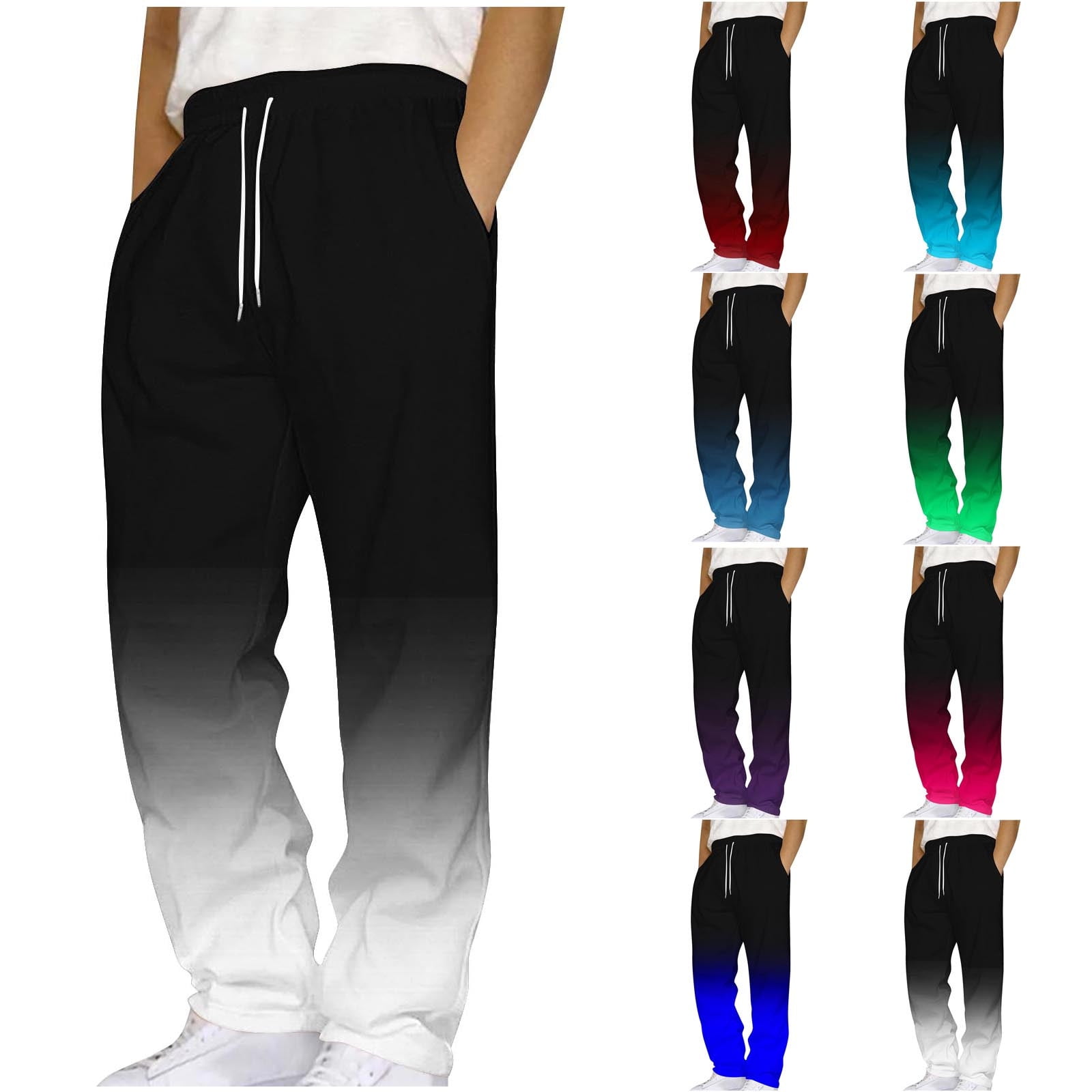BiZtdJrK Relaxed Fit Sweatpants for Men Gradient Print Drawstring ...
