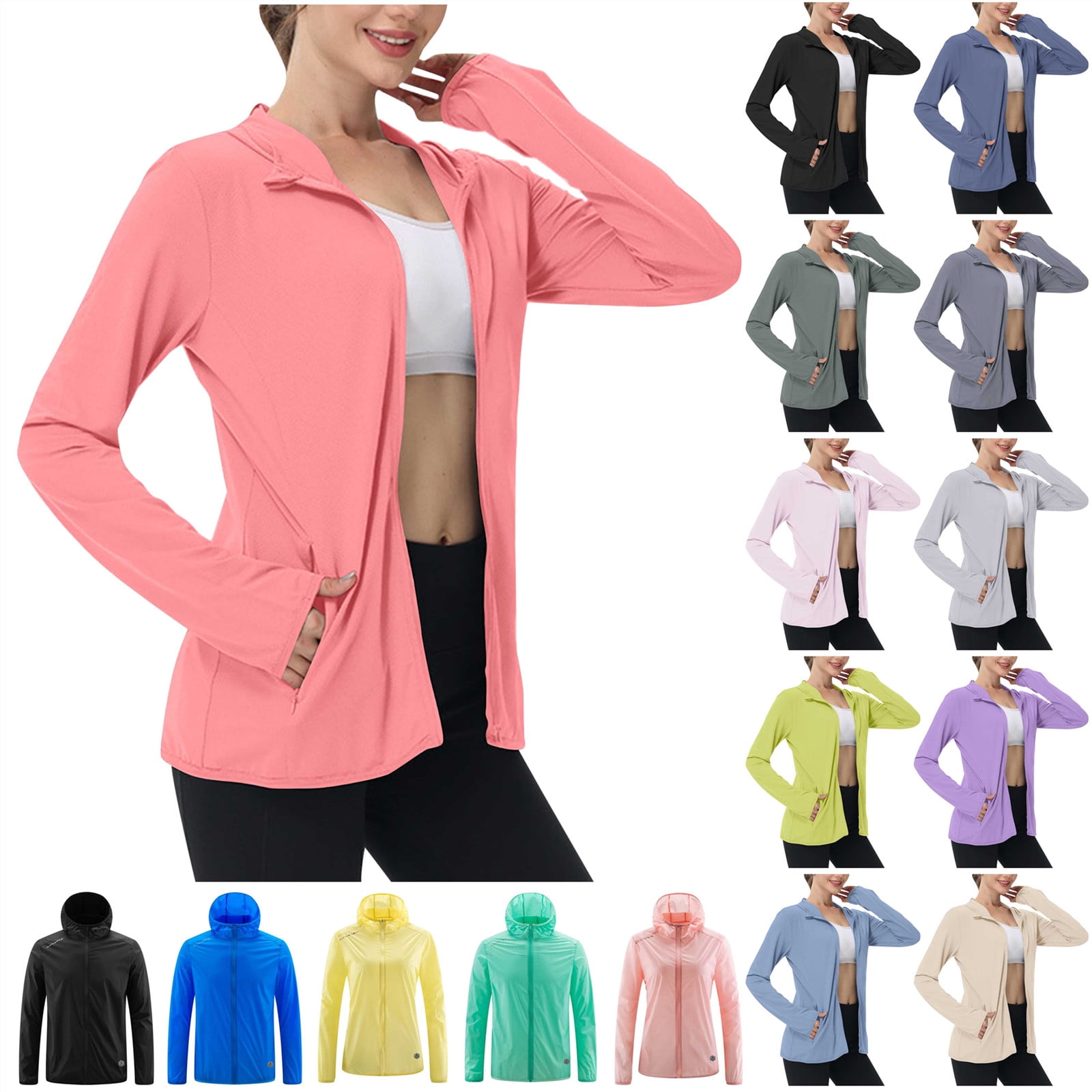 BiZtdJrK Sales Prime! Women's Full Zip Sun Protection Hoodie Jacket ...