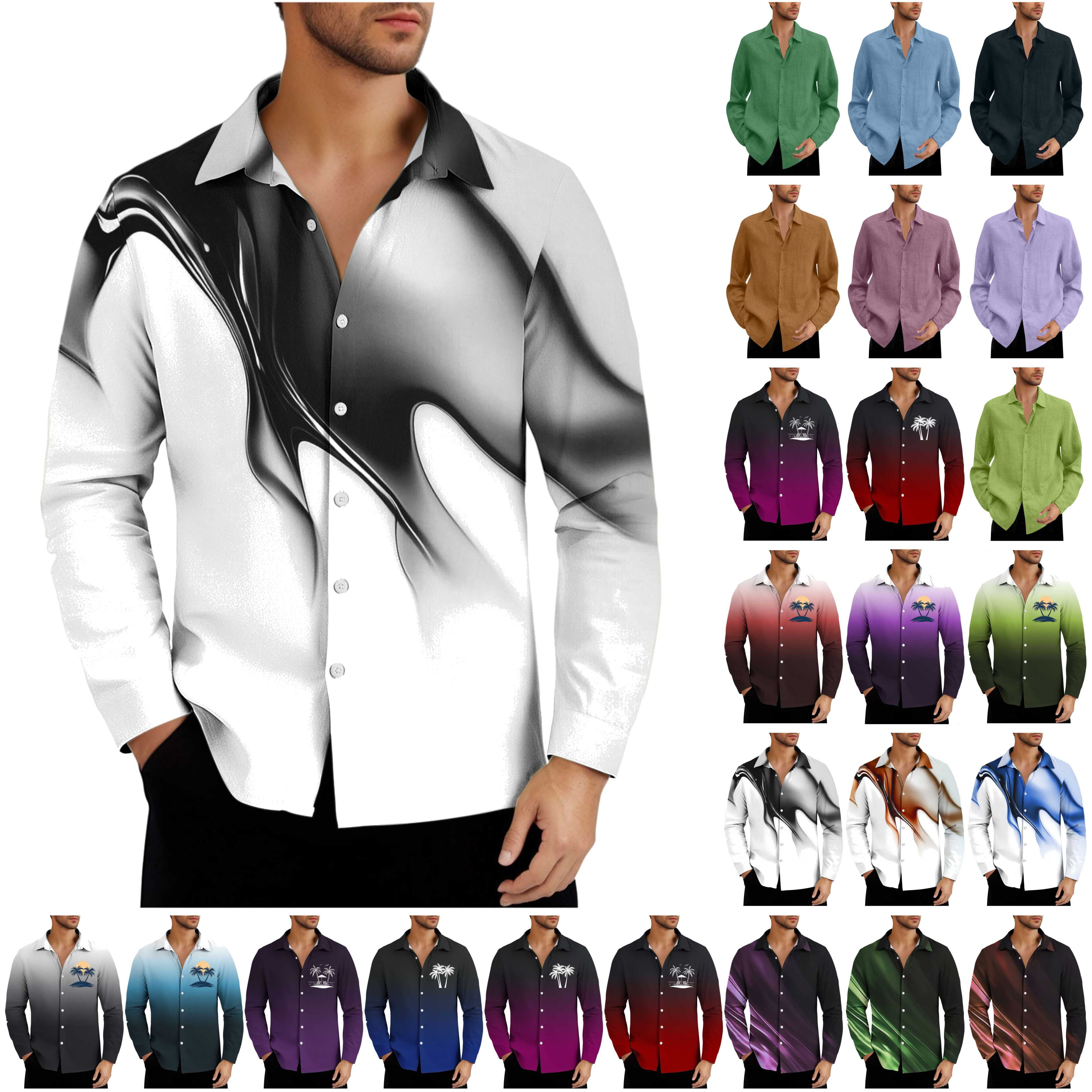 BiZtdJrK Sales Today Clearance Hawaiian Shirt for Men 2025 Summer Linen ...
