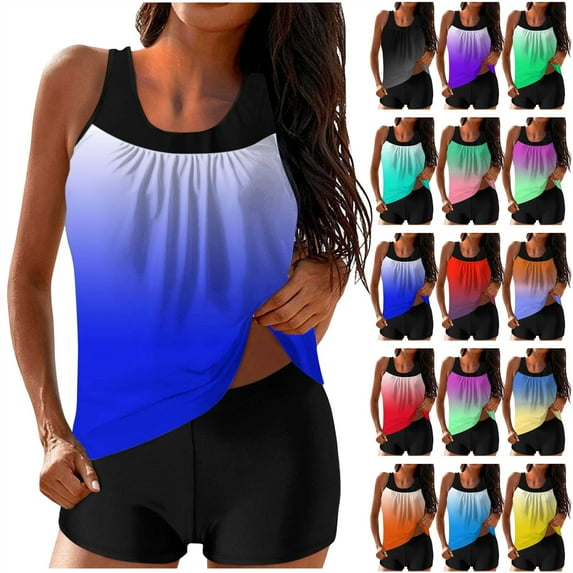 BiZtdJrK Sky Blue Womens Tankini Tops and High Waisted Bottoms Two ...