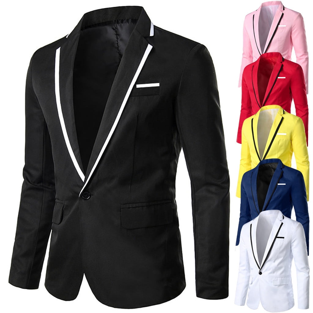 BiZtdJrK Solid Dress Jackets For Men Big and Tall Lapel Collar One ...