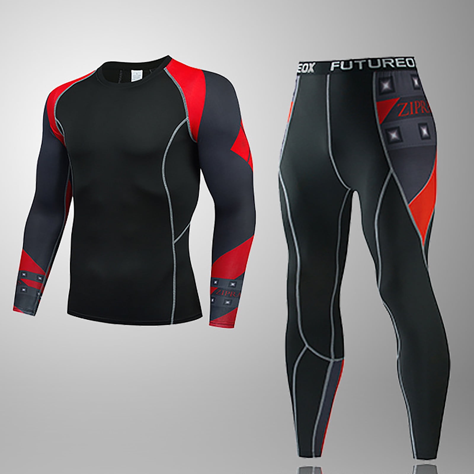 BiZtdJrK Sports Running Set for Men Fashion Colorblock Compression ...