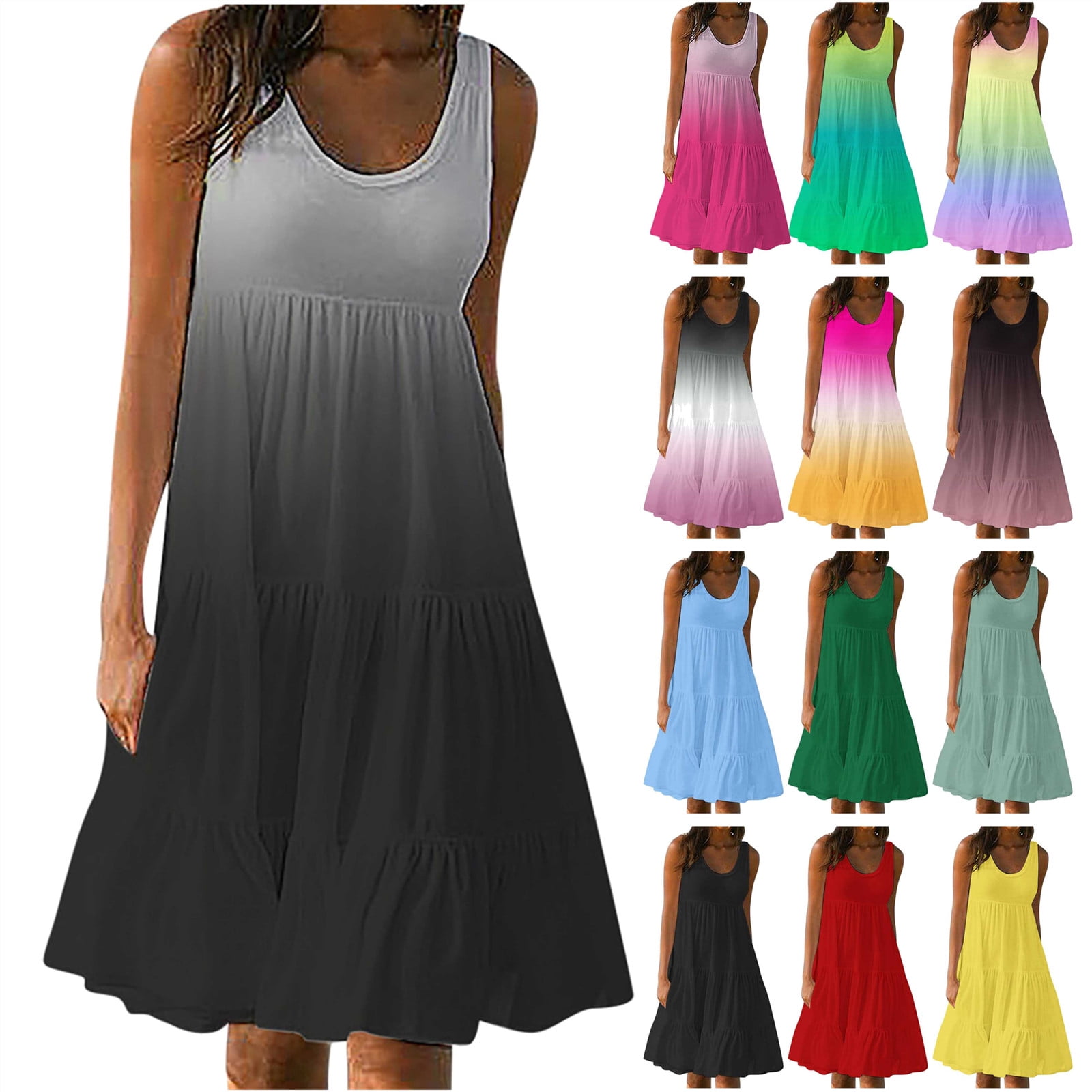 BiZtdJrK Sundresses for Women 2025 Sleeveless Cute Petite Mini Dress ...