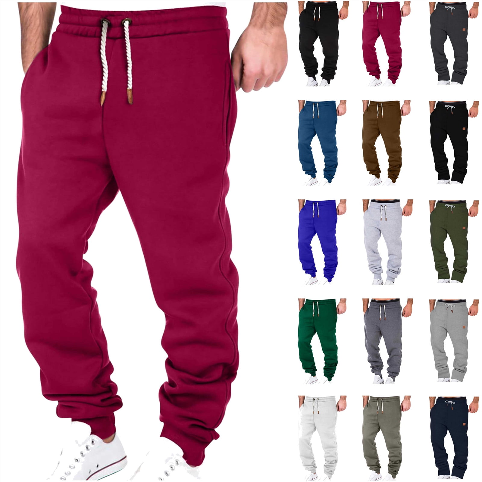BiZtdJrK Sweatpants for Men Loose Fit Drawstring Fleece Joggers Pants ...