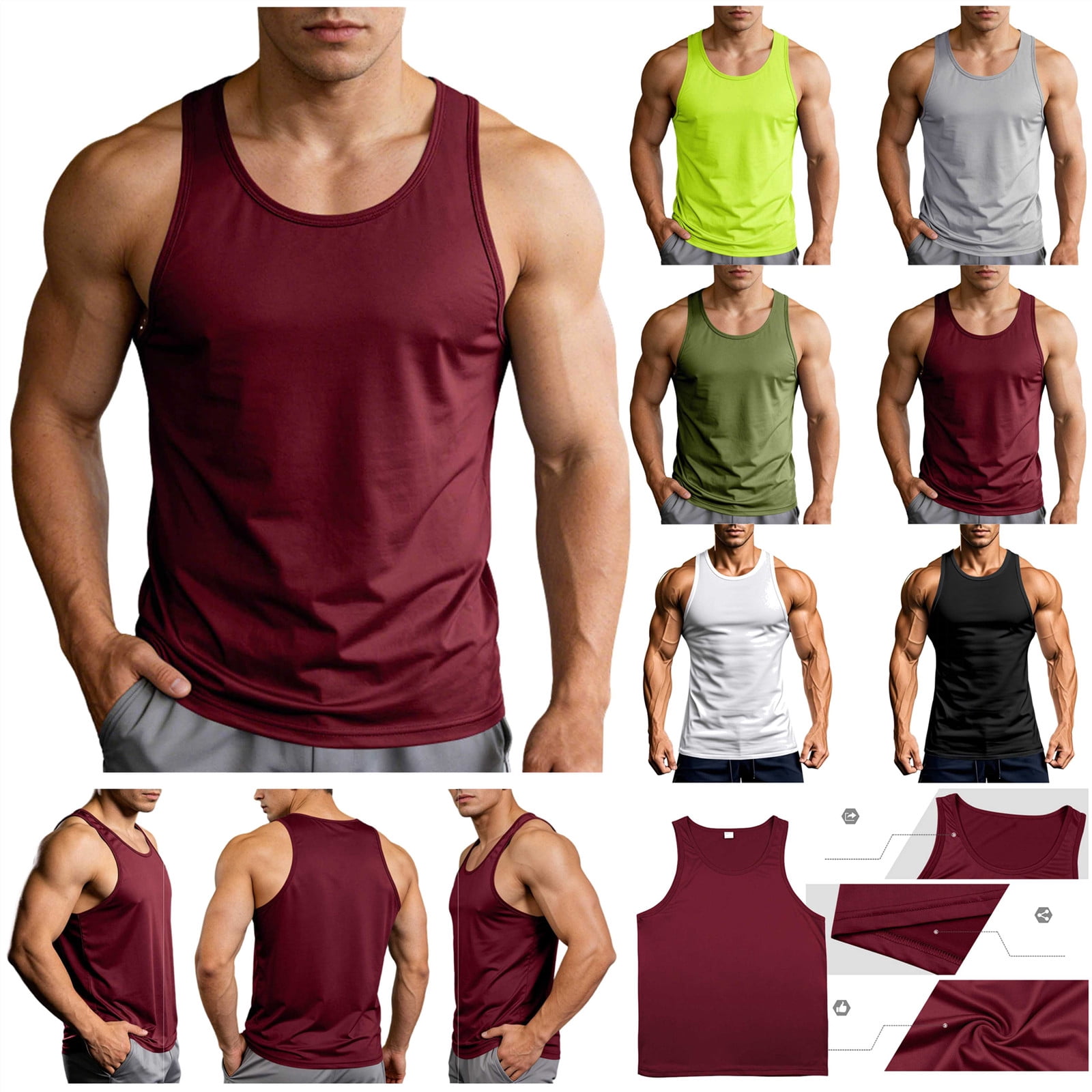 BiZtdJrK Tank Tops for Men Muscle Fit Workout T Shirt Summer ...