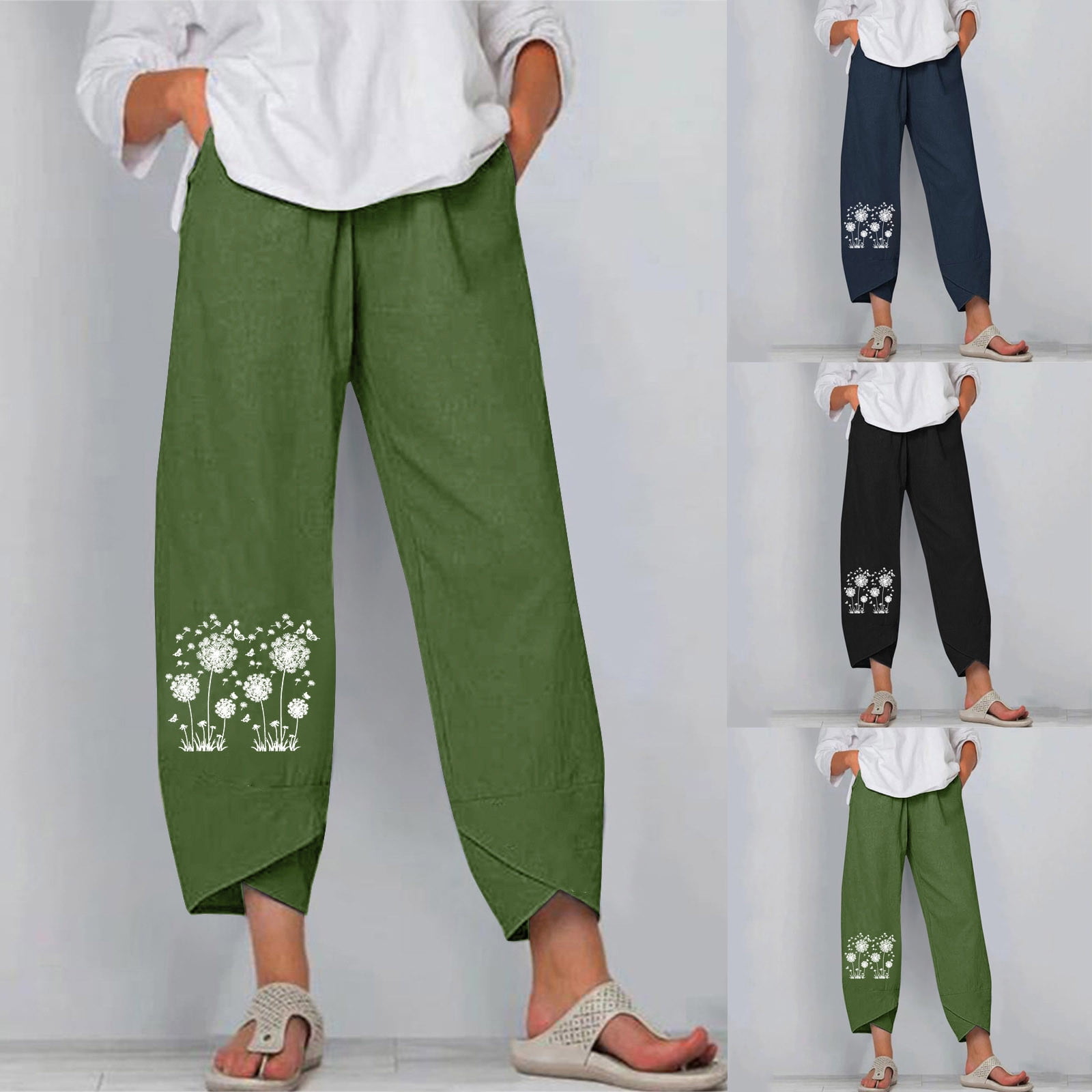 BiZtdJrK Todays Daily Sales, Cotton Linen Capris for Women Clearance ...