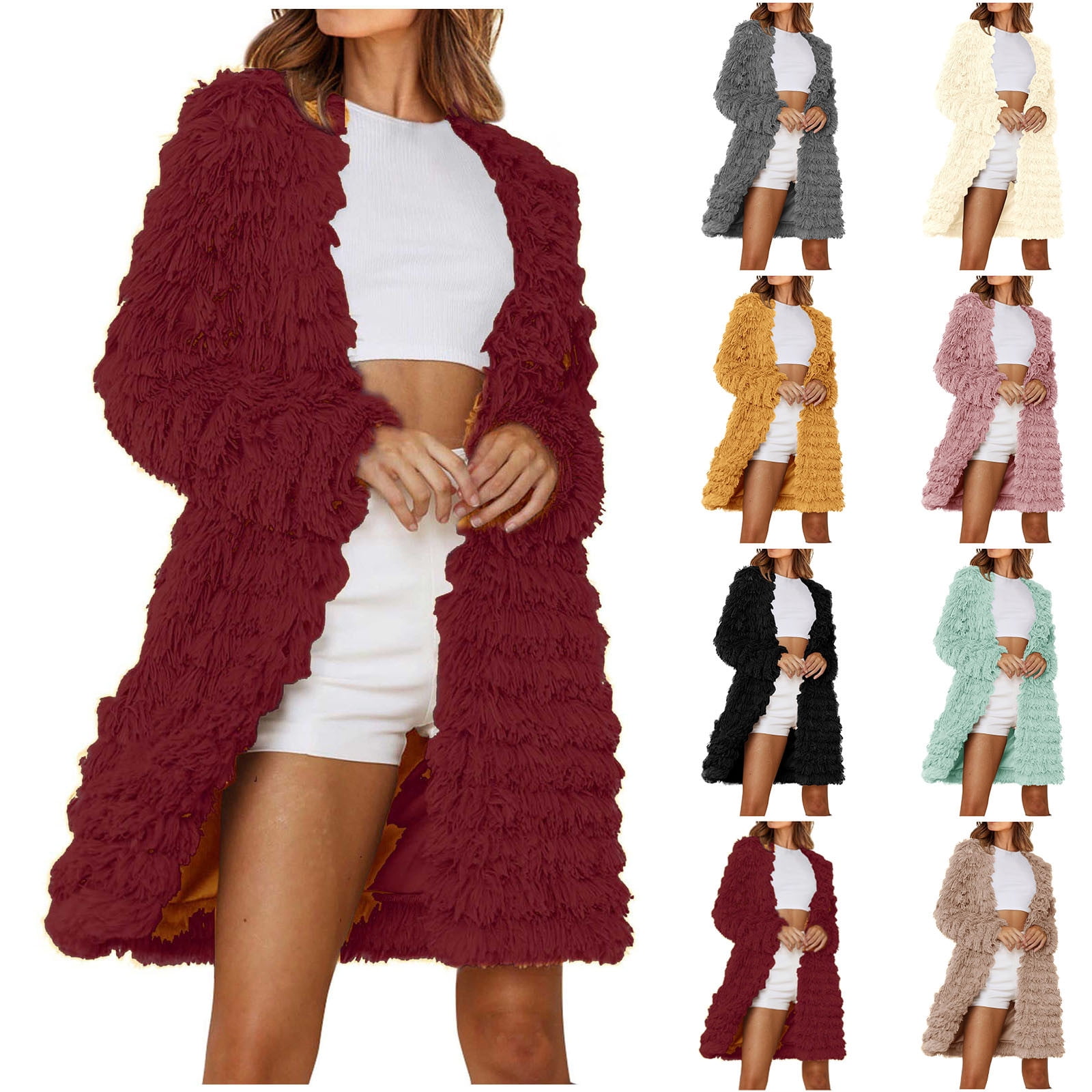 BiZtdJrK Todays Sale Women's 2025 Winter Faux Fur Jackets Trendy Open ...