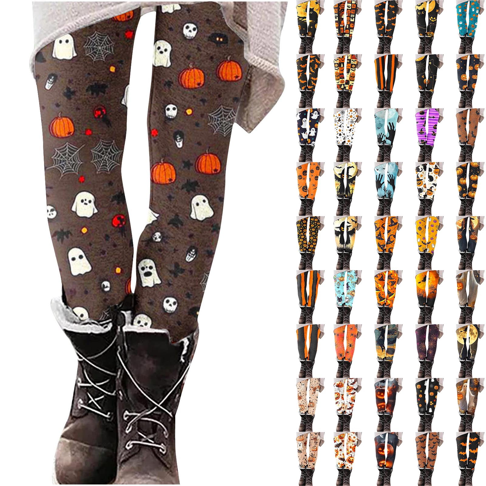 BiZtdJrK Trendy Print Leggings for Women Ghost Halloween High Waisted ...