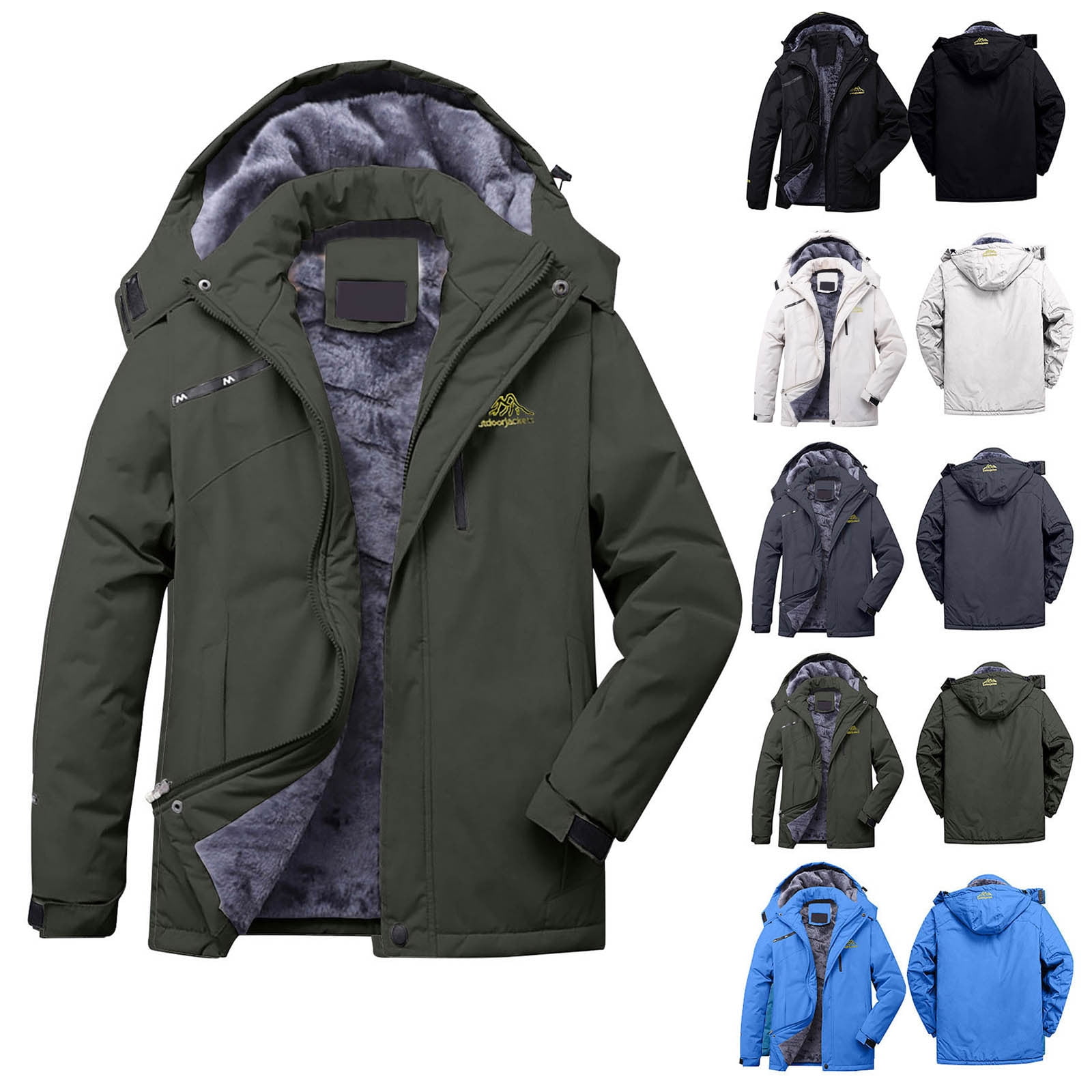 BiZtdJrK Unisex Waterproof Ski Jacket Men and Women Winter Warm Fleece ...