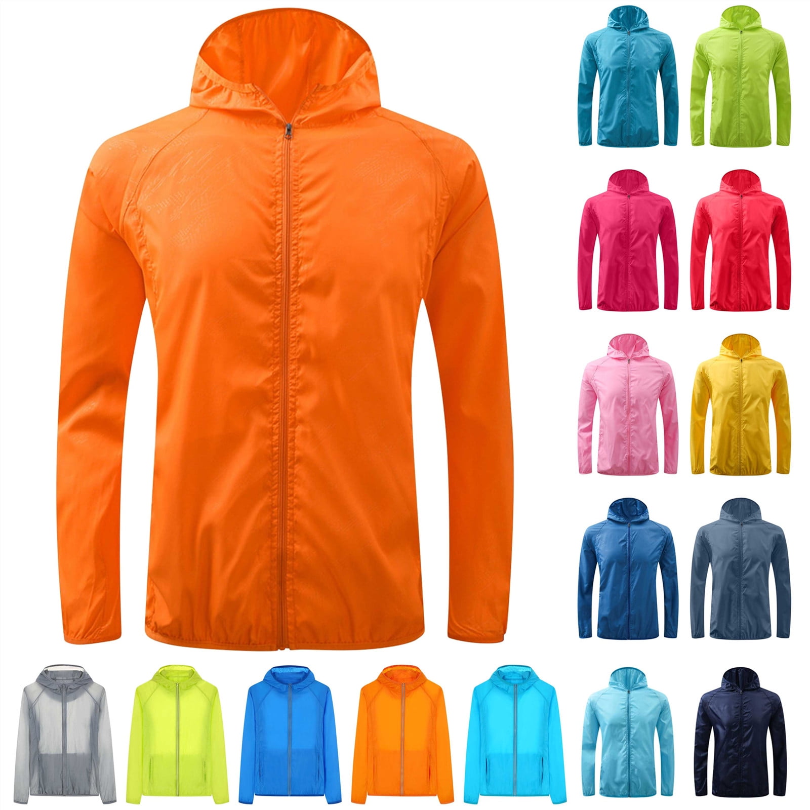 BiZtdJrK Weekly Prime! Unisex Rain Jacket Lightweight Hooded Raincoat ...