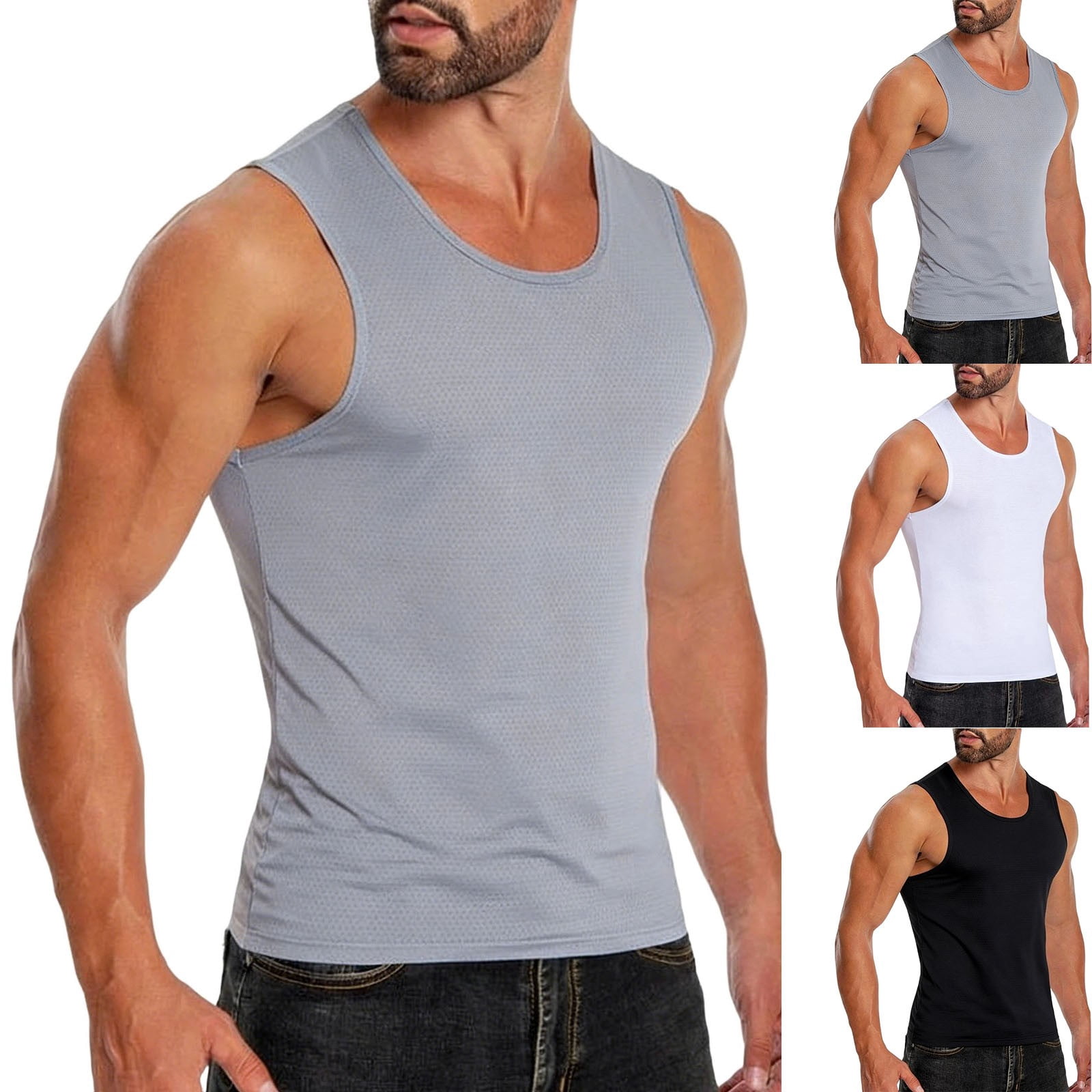 BiZtdJrK White Athletic Mesh Tank Tops for Men Lightweight Breathable ...