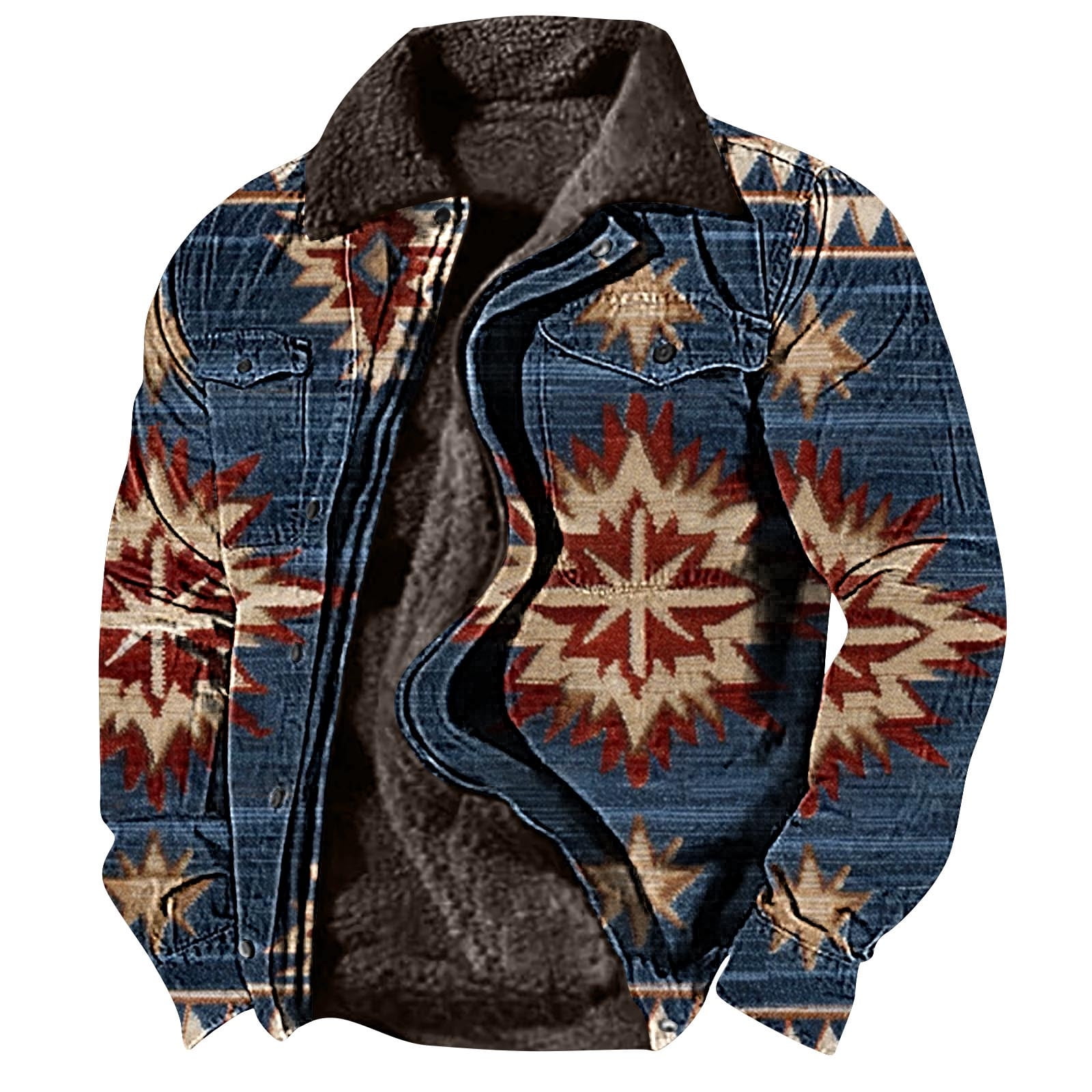BiZtdJrK Winter Jackets for Men Vintage Aztec Ethnic Print Zipper Coat ...