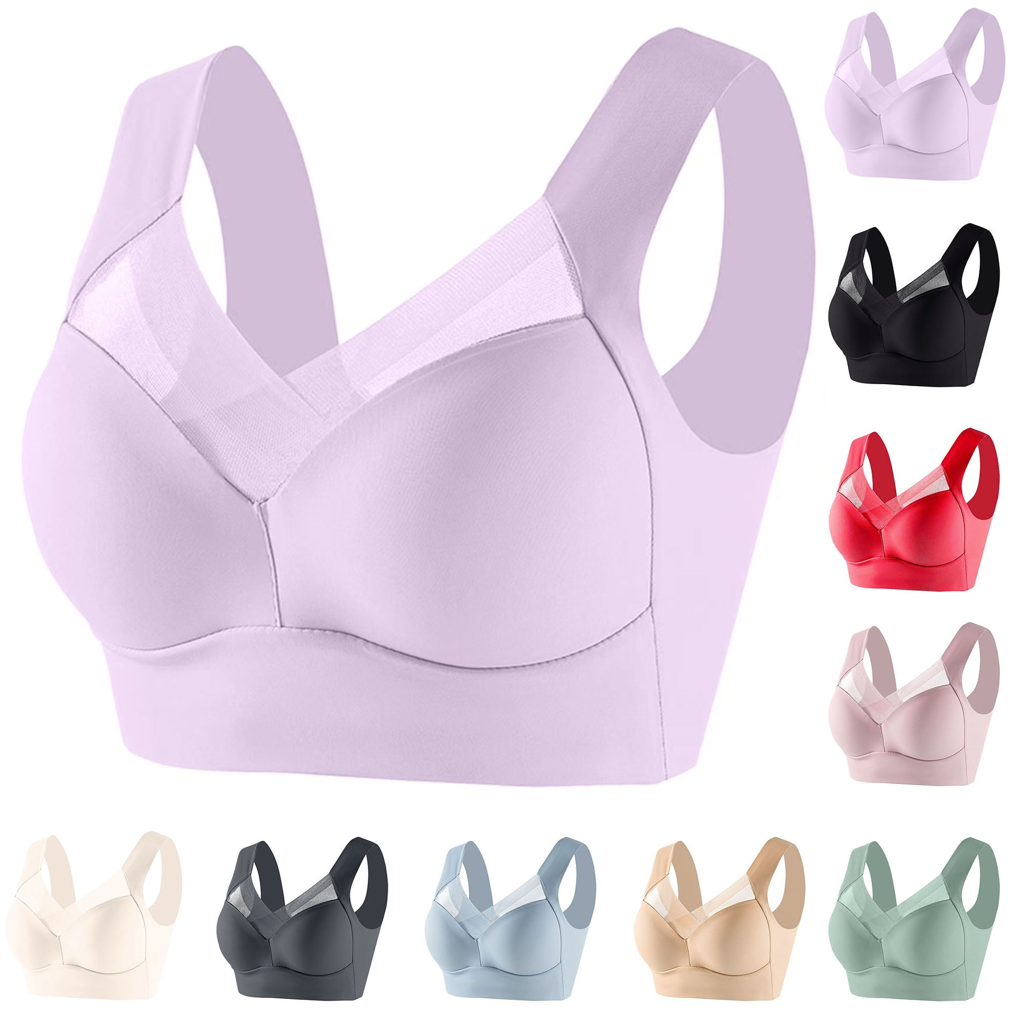 BiZtdJrK Wirefree Yoga Bras for Women Seamless Sports Bra Mesh Running ...