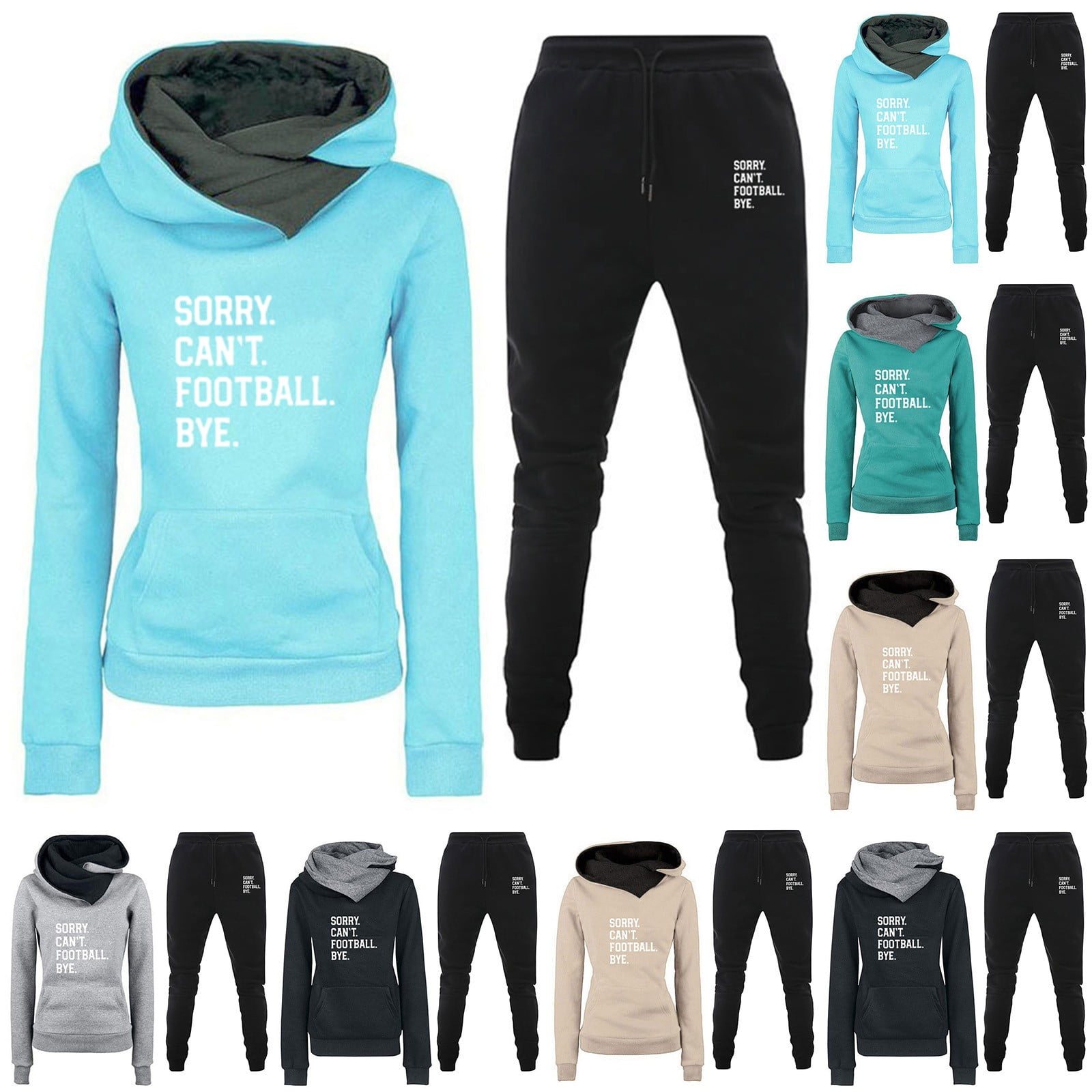 BiZtdJrK Women 2 Piece Outfits Casual Drawstring Sweatpants and Hooded ...