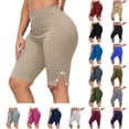 BiZtdJrK Women Sport Short Leggings Rhinestone Side Split High Waist ...