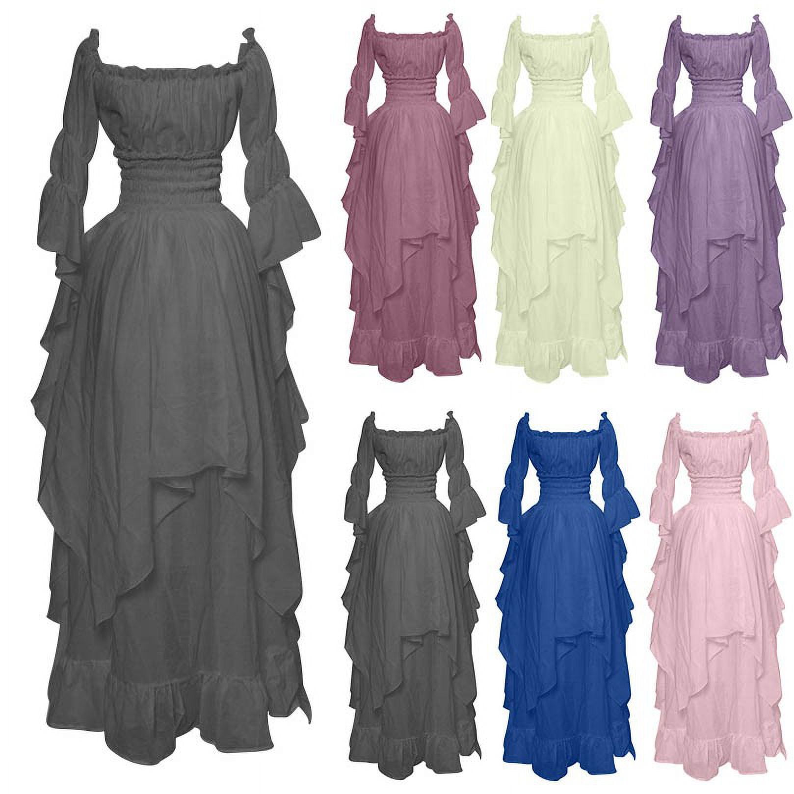 BiZtdJrK Women Victorian Dress Flare Sleeve Smocked Waist Renaissance ...