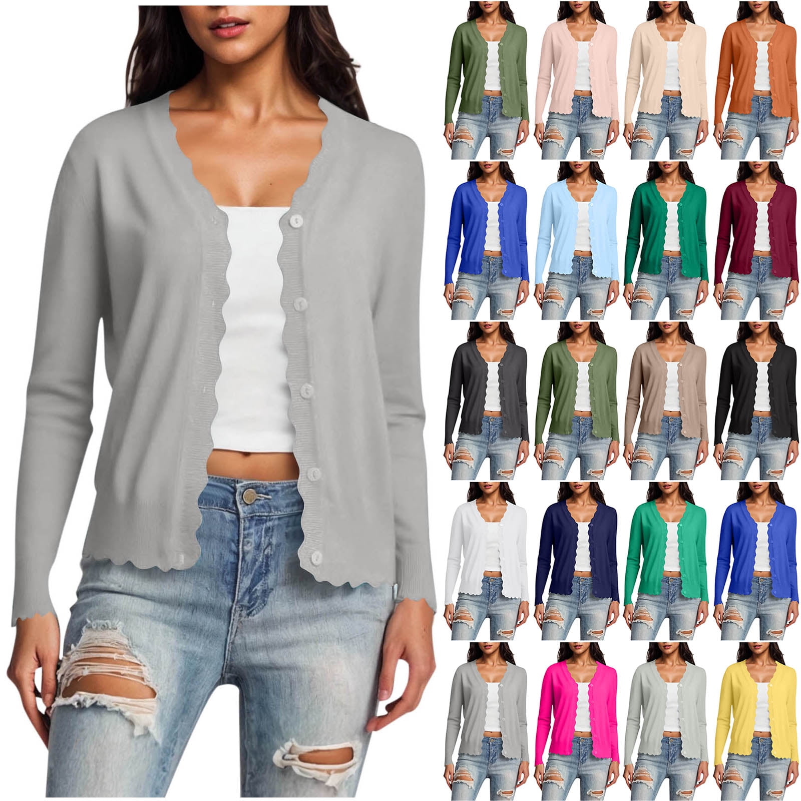 BiZtdJrK Women's Button Down Knit Shrugs Sweater Solid Casual Long ...