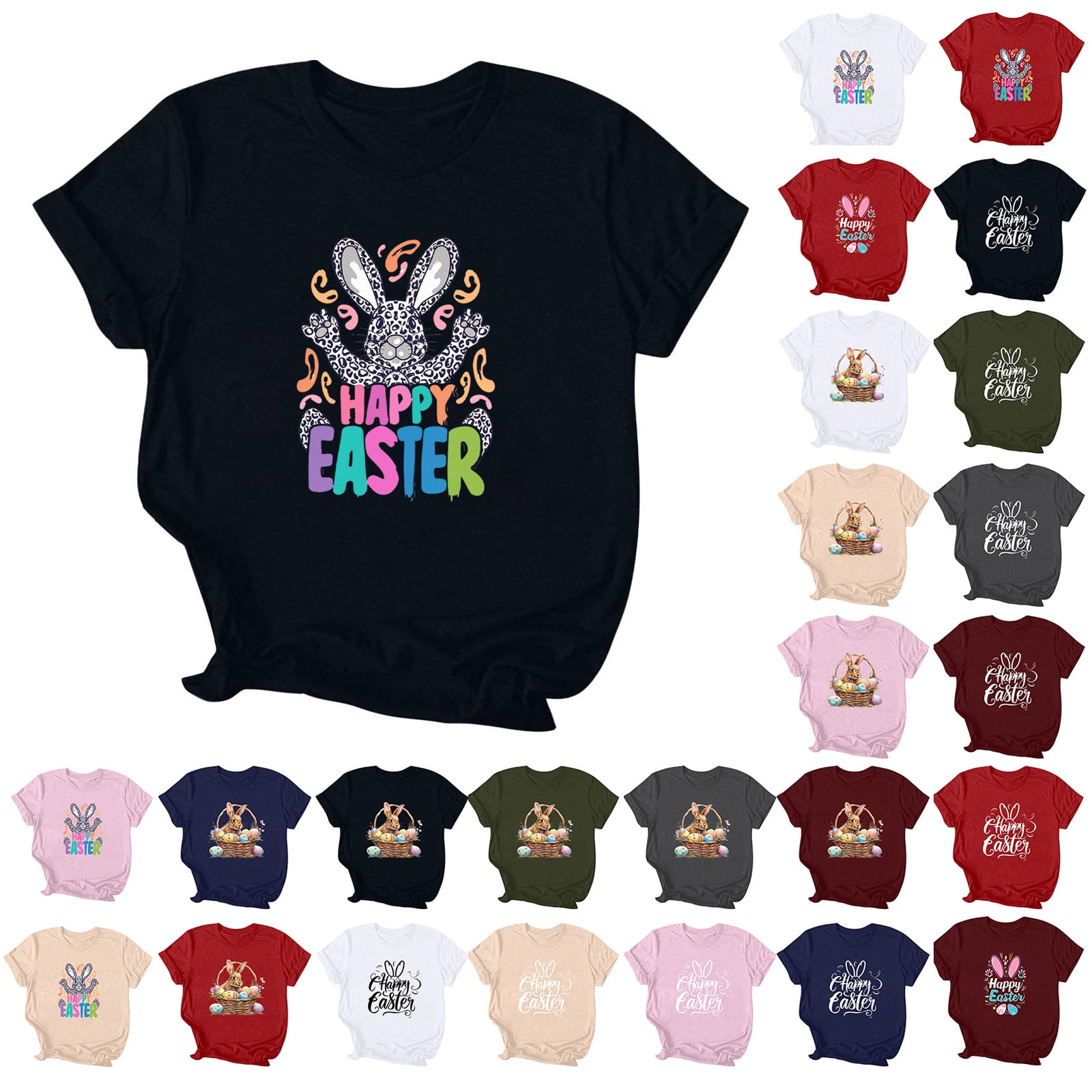 BiZtdJrK Women's Fashion Casual Short Sleeve T-Shirts 2025 Easter Cute ...