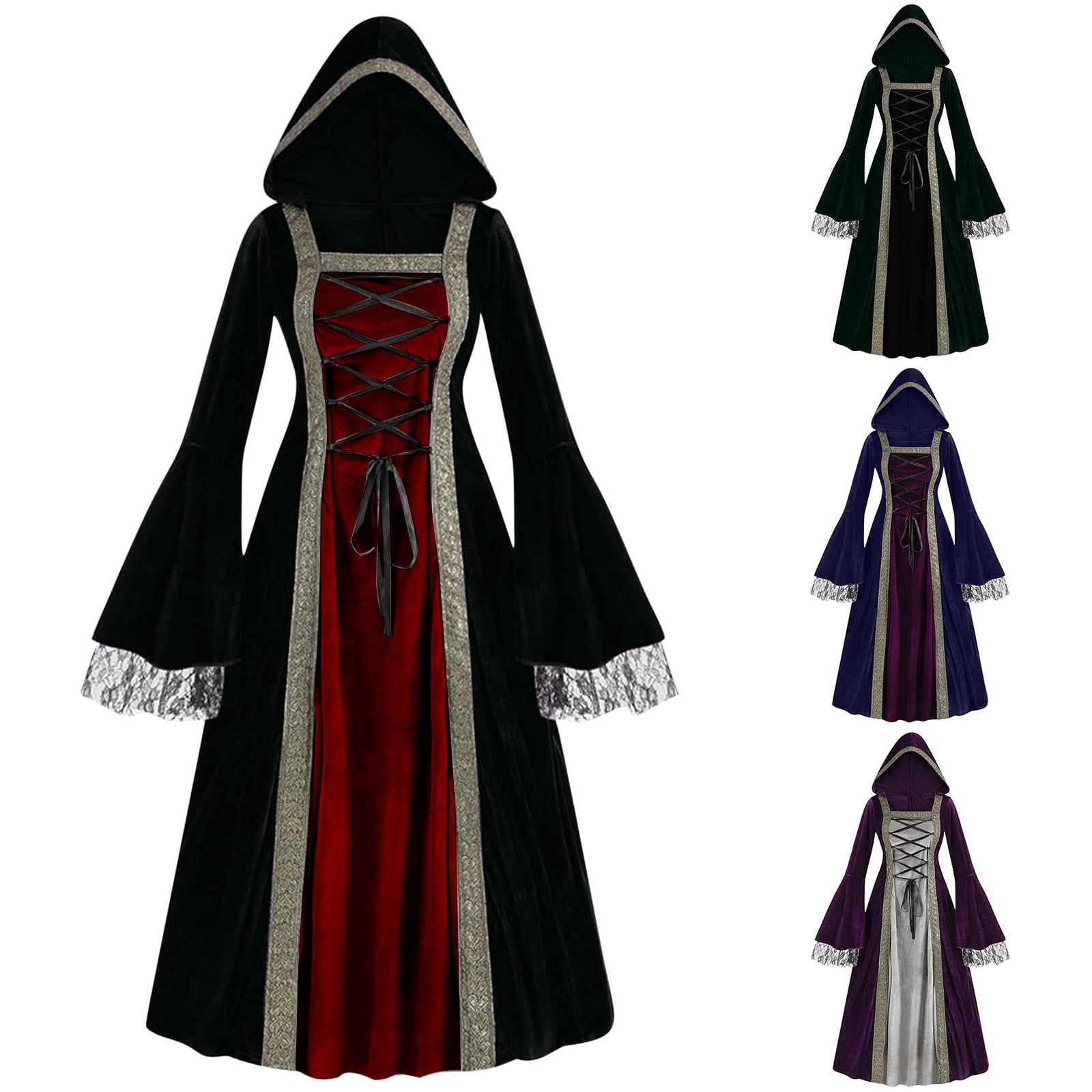 Biztdjrk Womens Medieval Renaissance Clothing Flared Sleeve Queen