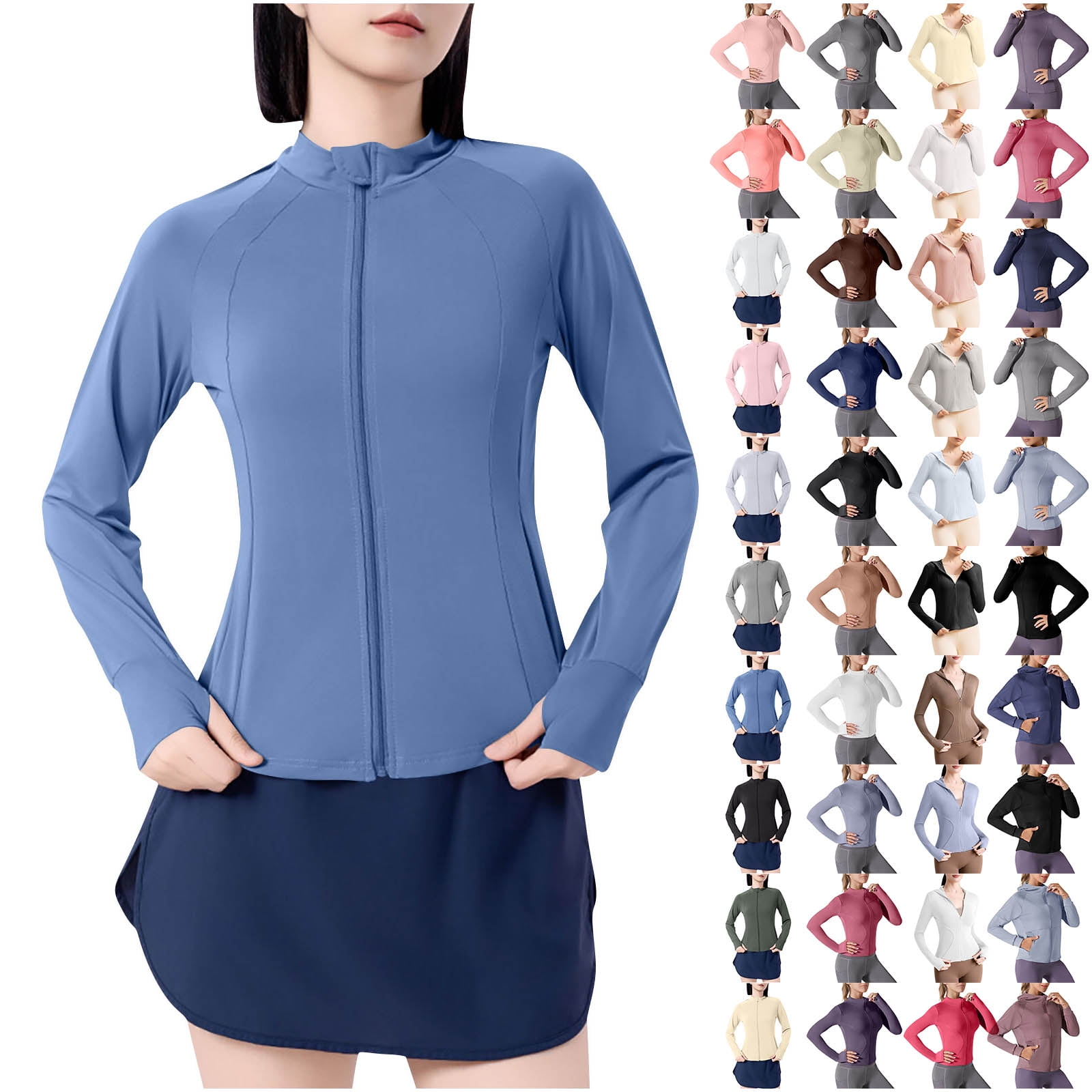 BiZtdJrK Women's Workout Jacket Lightweight Zip Up Cropped Yoga Workout ...