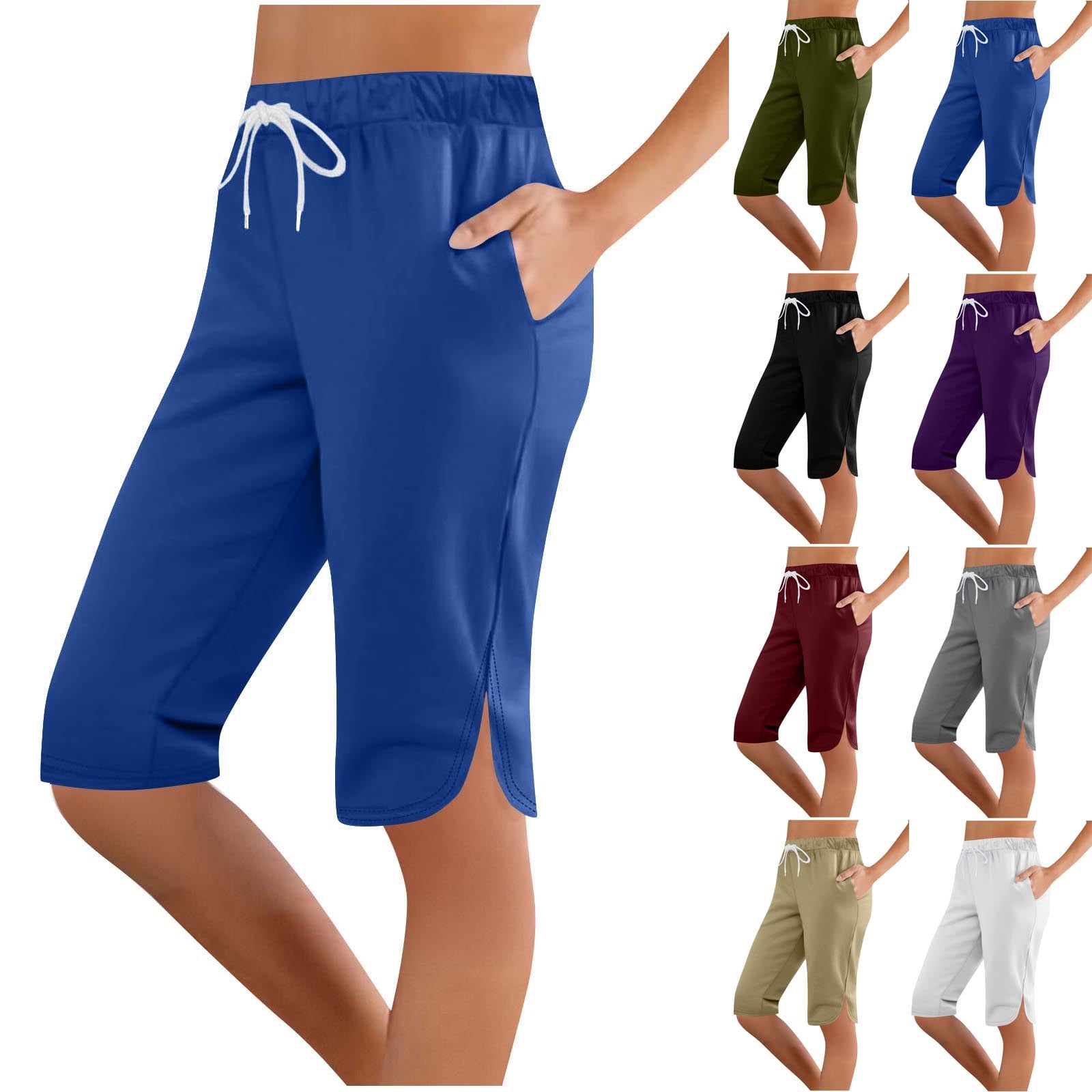 BiZtdJrK Womens Athletic Shorts Side Split Below The Knee Workout ...