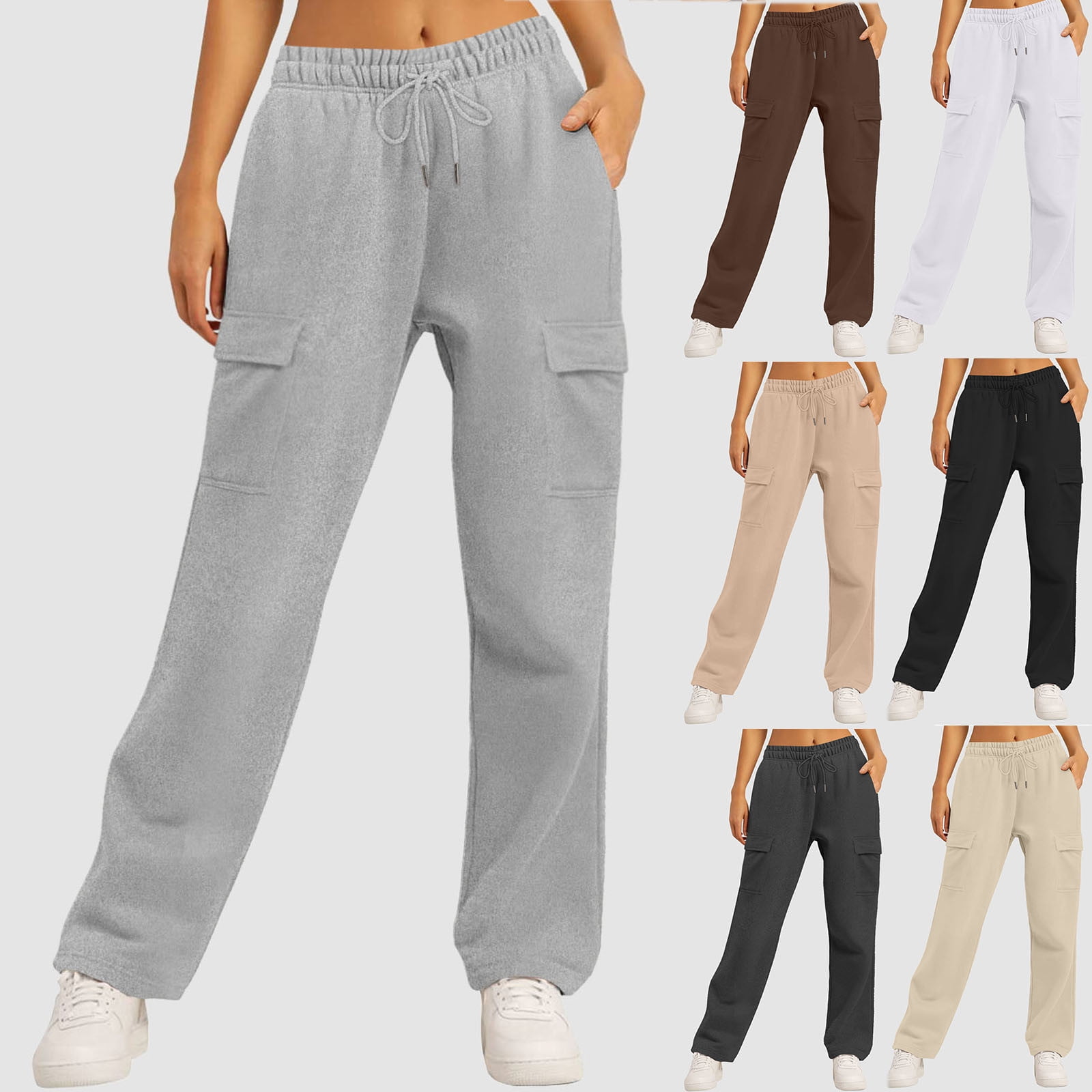 BiZtdJrK Womens Cargo Sweatpants Drawstring Elastic Waist Hiking Pants ...