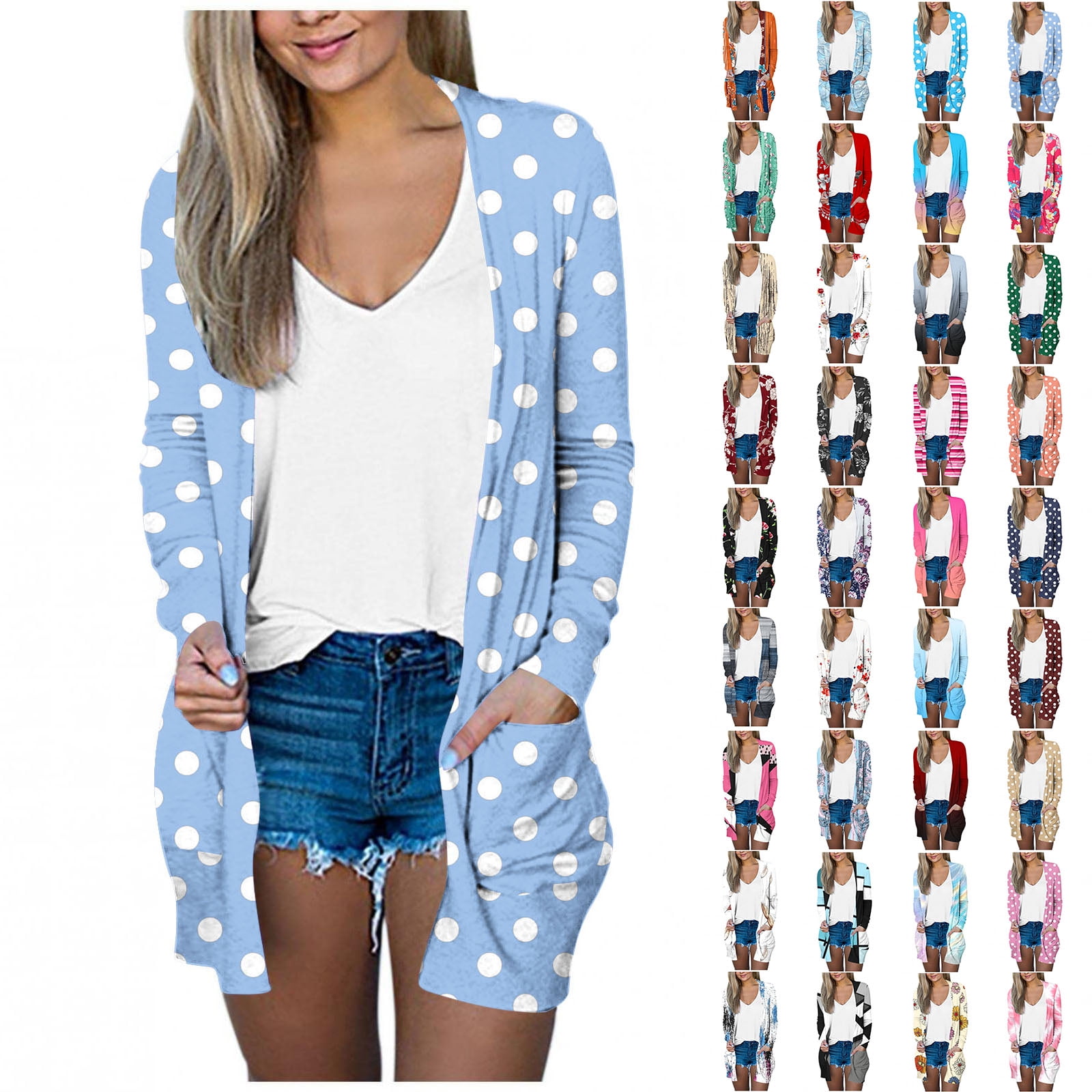BiZtdJrK Womens Casual Open Front Sweater Cardigans Fall Long Sleeve ...