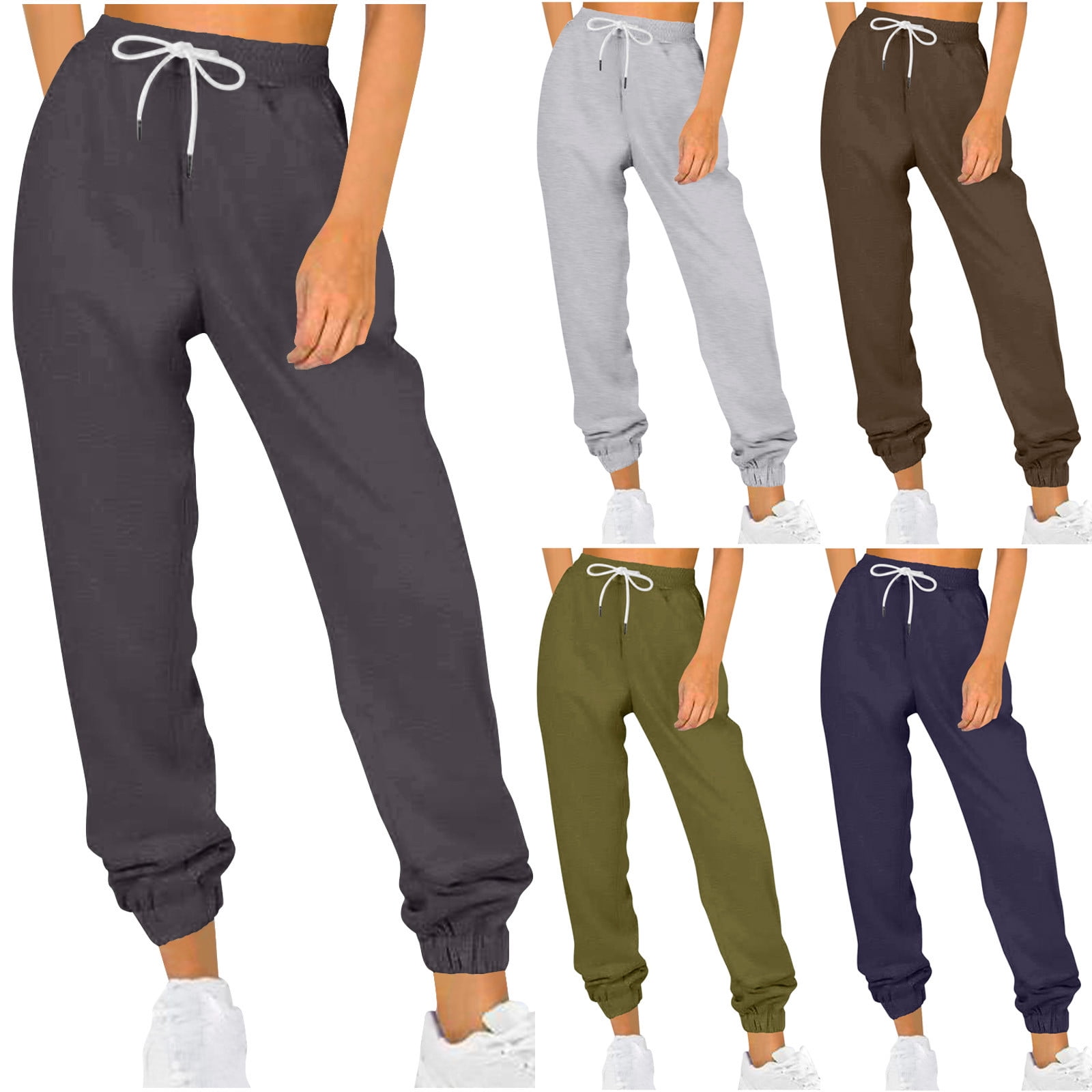 BiZtdJrK Womens Elastic Bottom Sweatpants Drawstring High Waist Workout ...