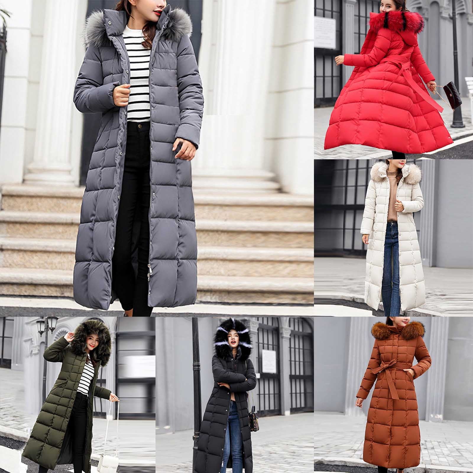 BiZtdJrK Womens Fashion Coat Long Sleeve Puffer Jackets Maxi Length ...