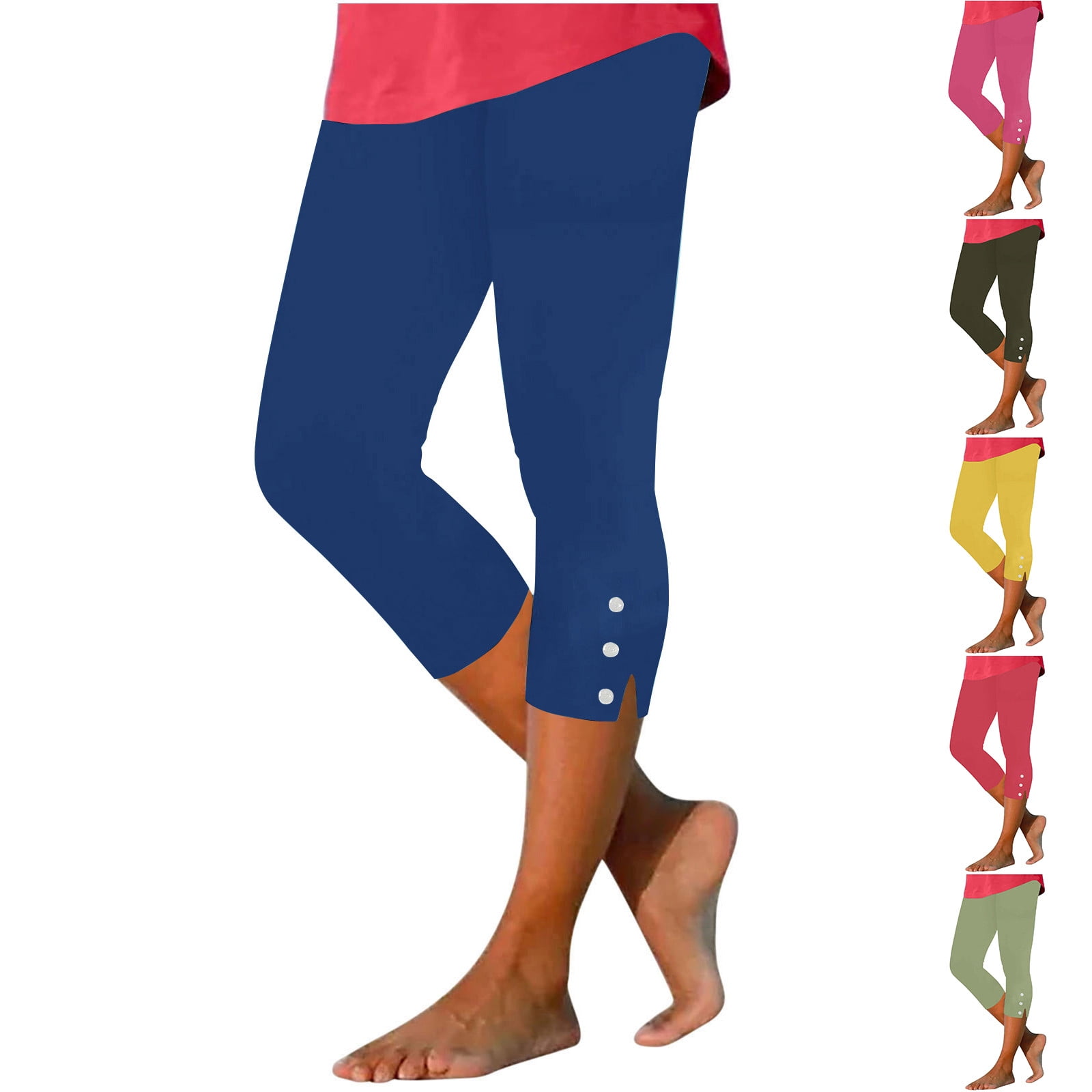 BiZtdJrK Womens Gym Leggings Side Split High Waist Yoga Capri Legging ...