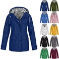 BiZtdJrK Womens Hooded Raincoat Lightweight Waterproof Zip up Rain ...