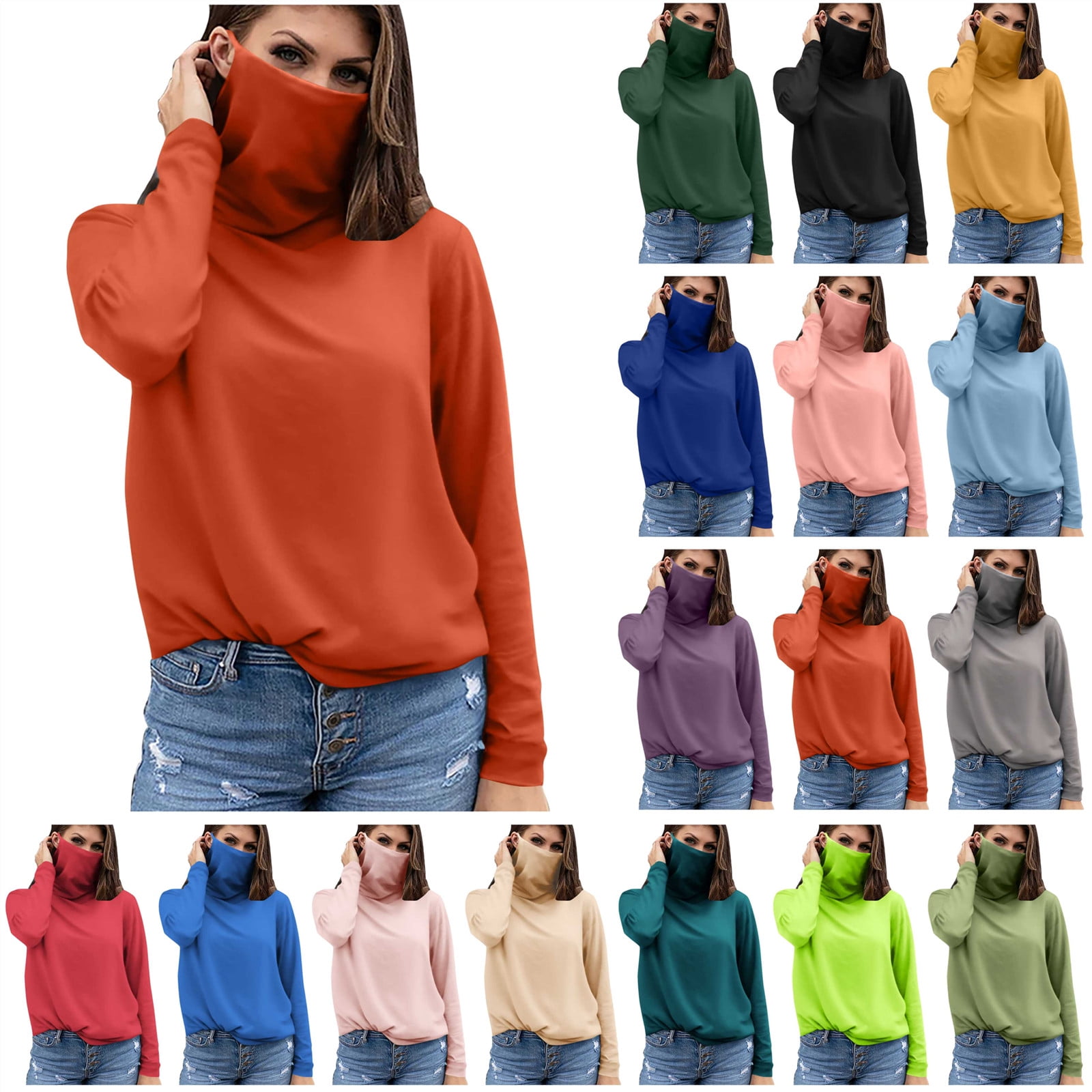 BiZtdJrK Womens Long Sleeve Rash Guard Hiking Tops with Mask Summer ...