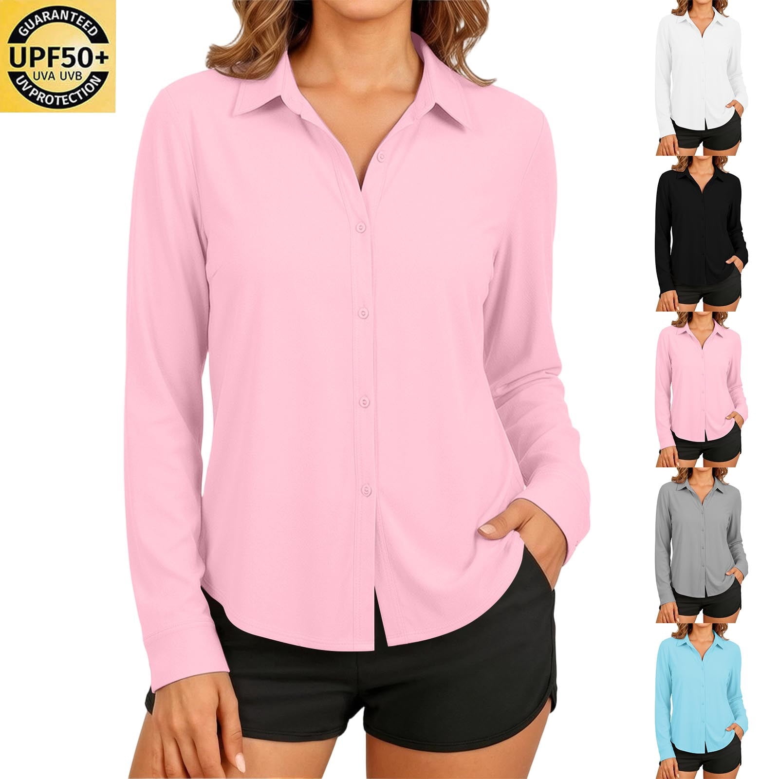 BiZtdJrK Womens Long Sleeve Sun Protection Hiking Fishing Shirts UPF 50 ...
