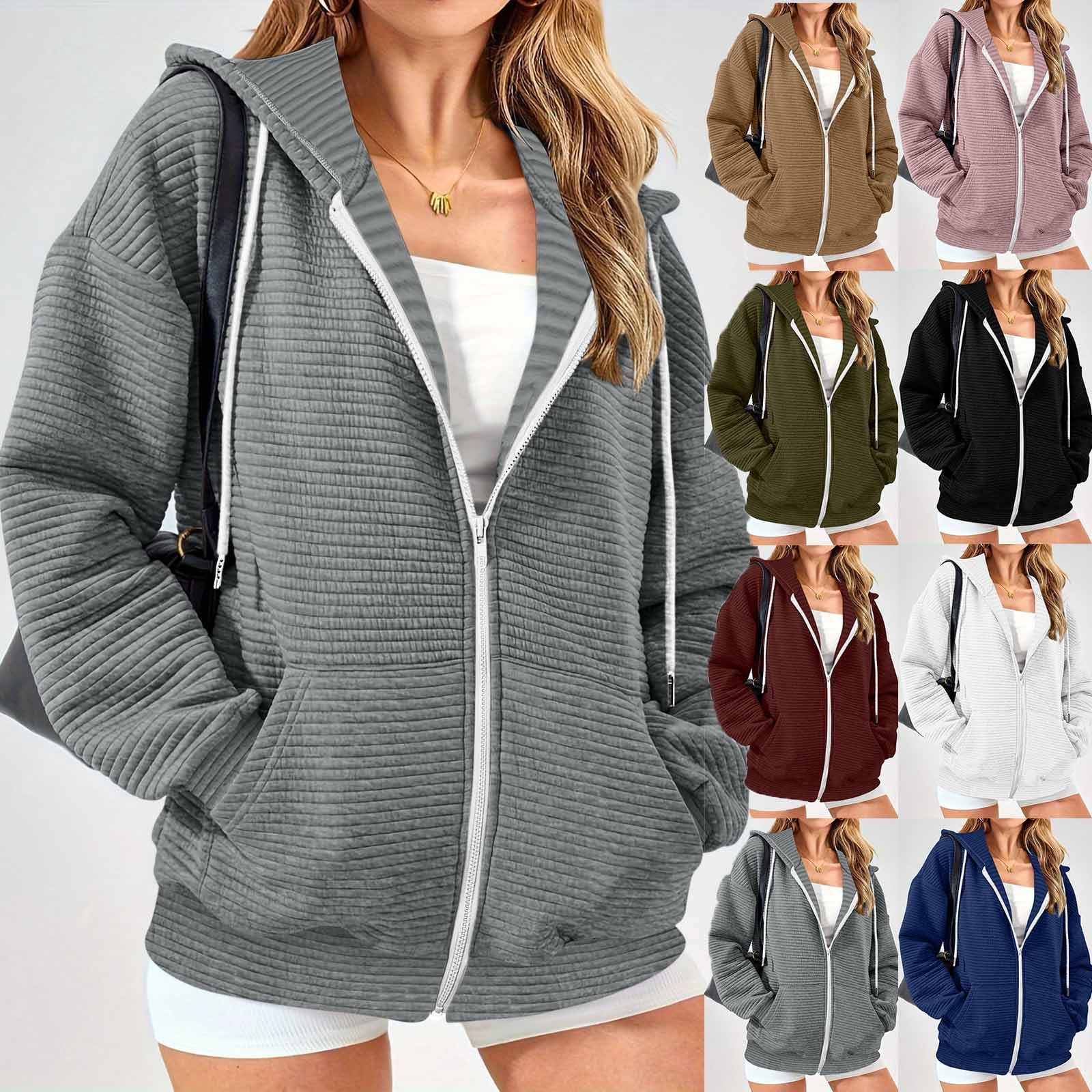 BiZtdJrK Womens Oversized Hoodies Casual Zip Up Hooded Sweatshirt ...