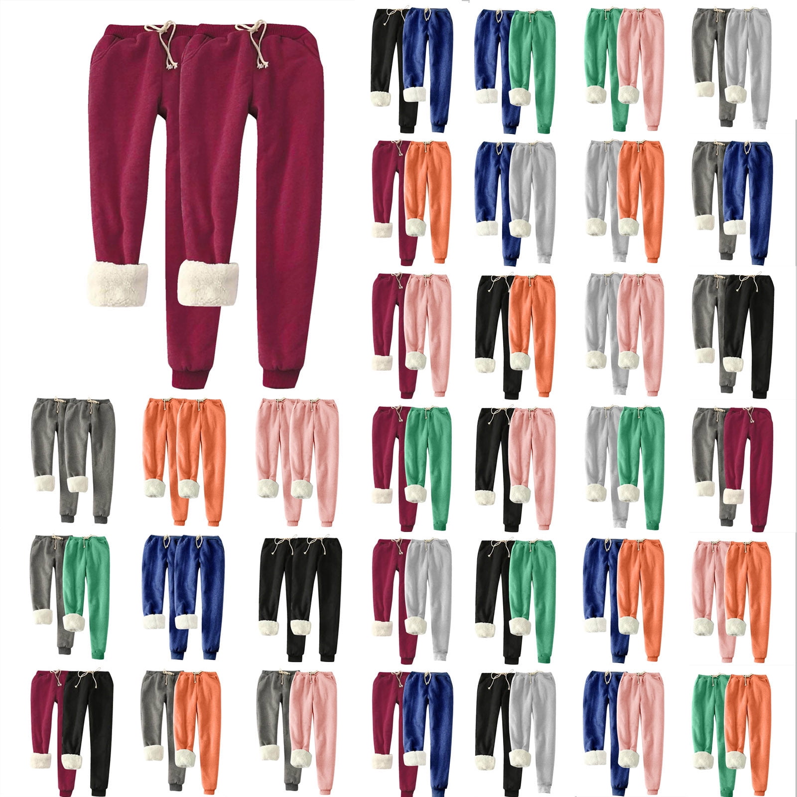 BiZtdJrK Womens Plus Size Fleece Joggers Pants 2 Pack Winter Warm ...