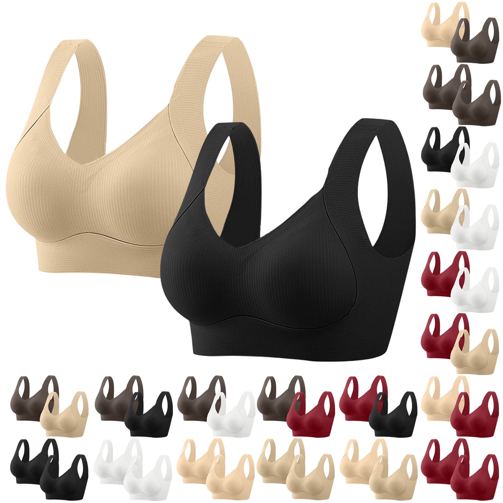 BiZtdJrK Womens Plus Size Sports Bras Push up Wireless High Impact Bra ...